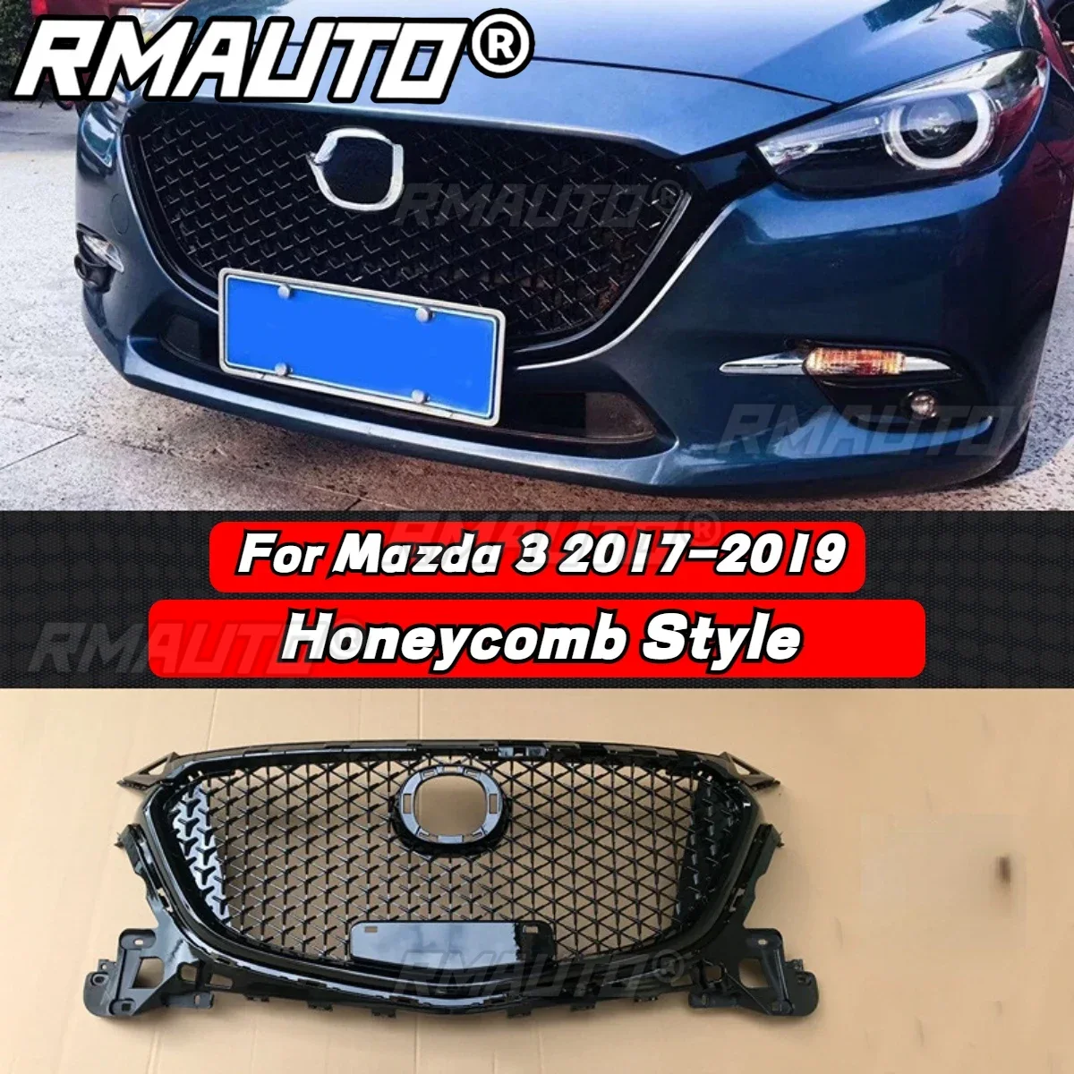 RMAUTO Car Front Grille Racing Grill Honeycomb Diamond Style Mesh Grid ...