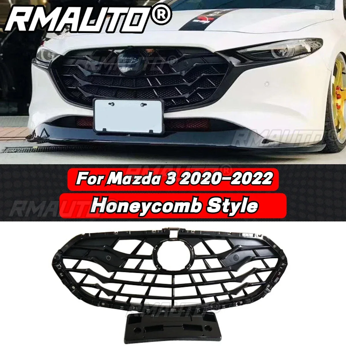 RMAUTO Car Front Grille Racing Grill Honeycomb Diamond Style Mesh Grid ...