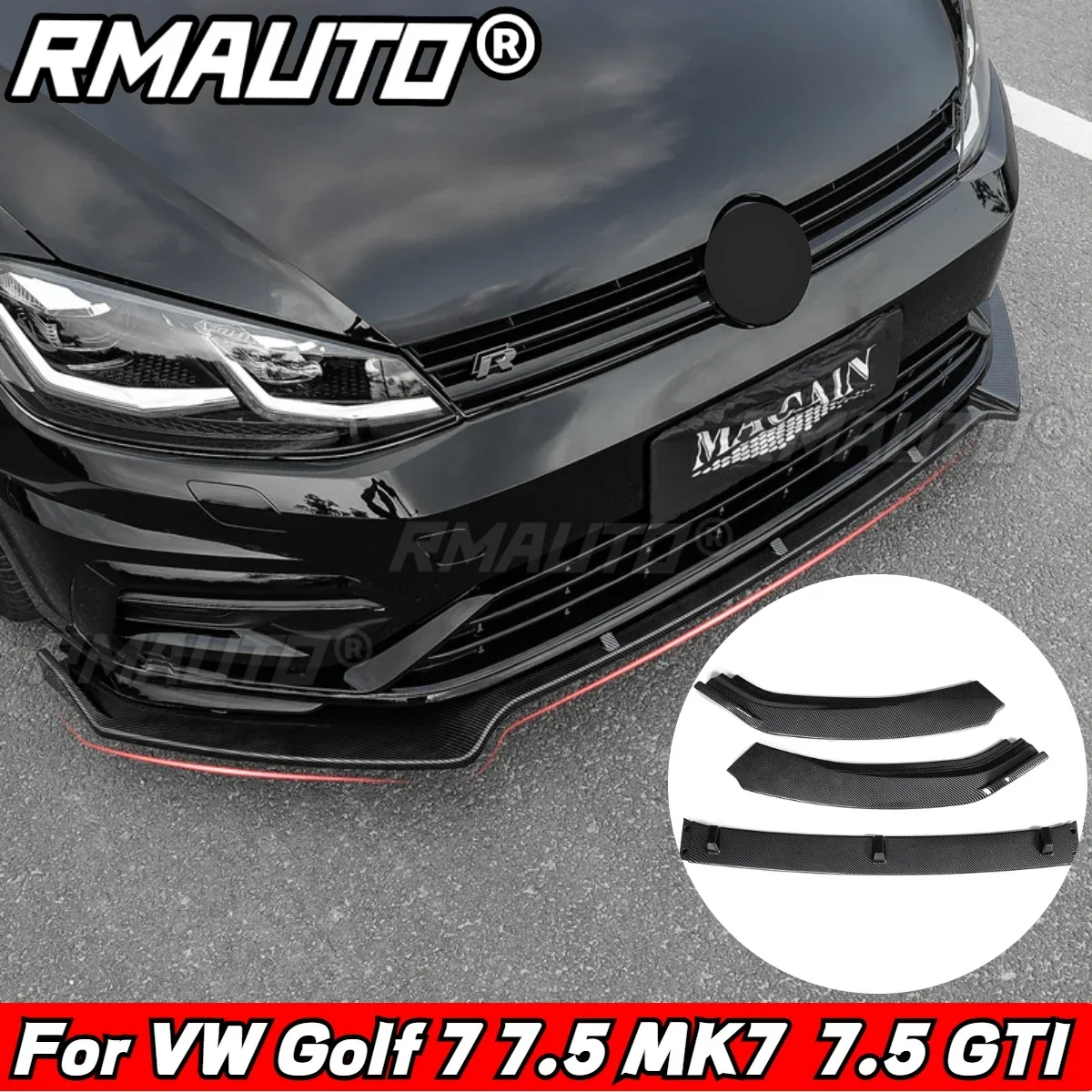 RMAUTO Carbon Fiber Car Front Bumper Splitter Lip Diffuser Protector ...