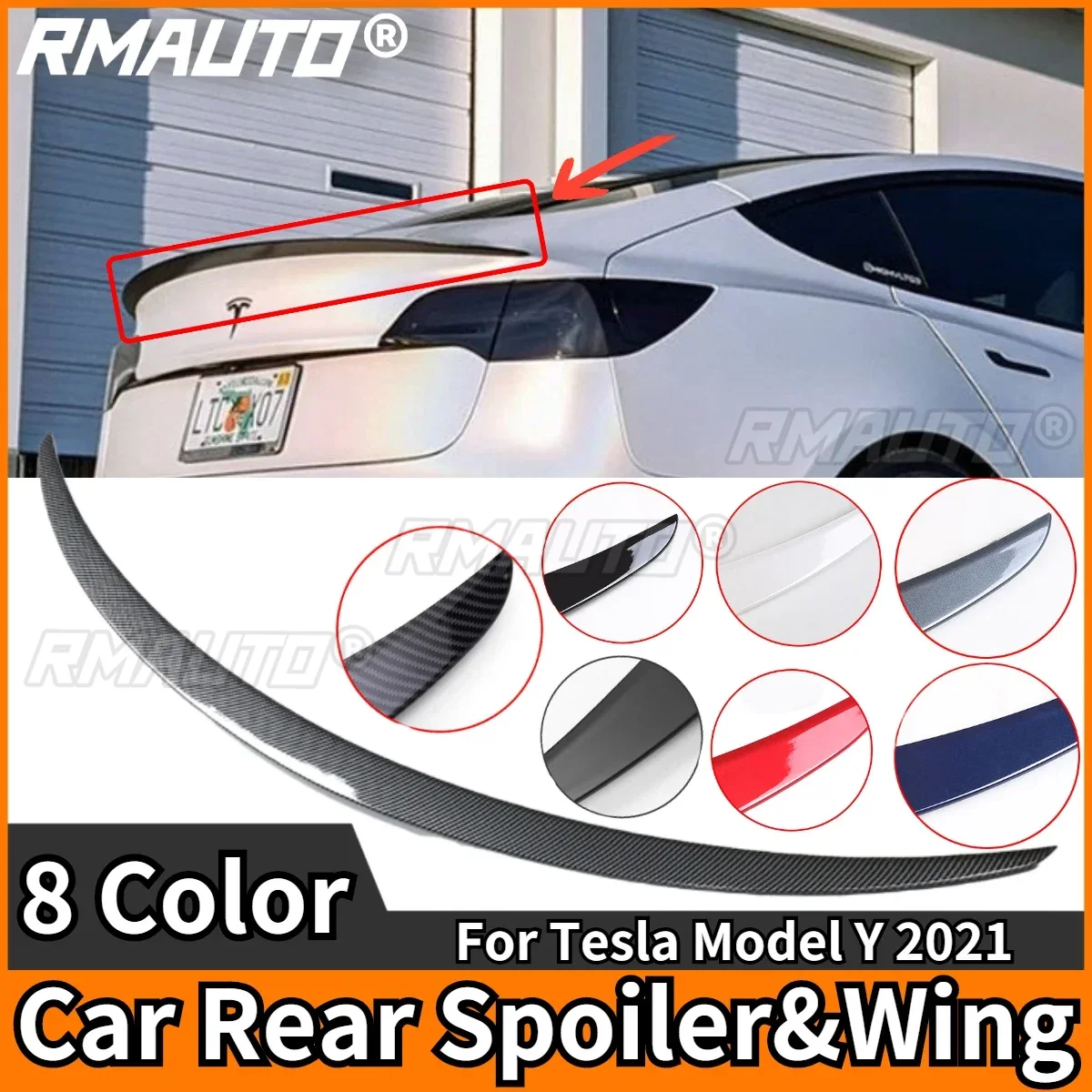 RMAUTO Carbon Fiber Car Rear Trunk Spoiler Performance Type For Tesla ...
