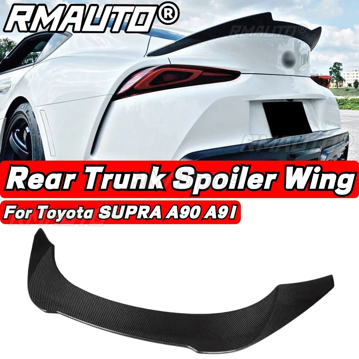 RMAUTO Real Carbon Fiber Rear Wing Trunk Boot Lip Rear Tail Body Kit ...