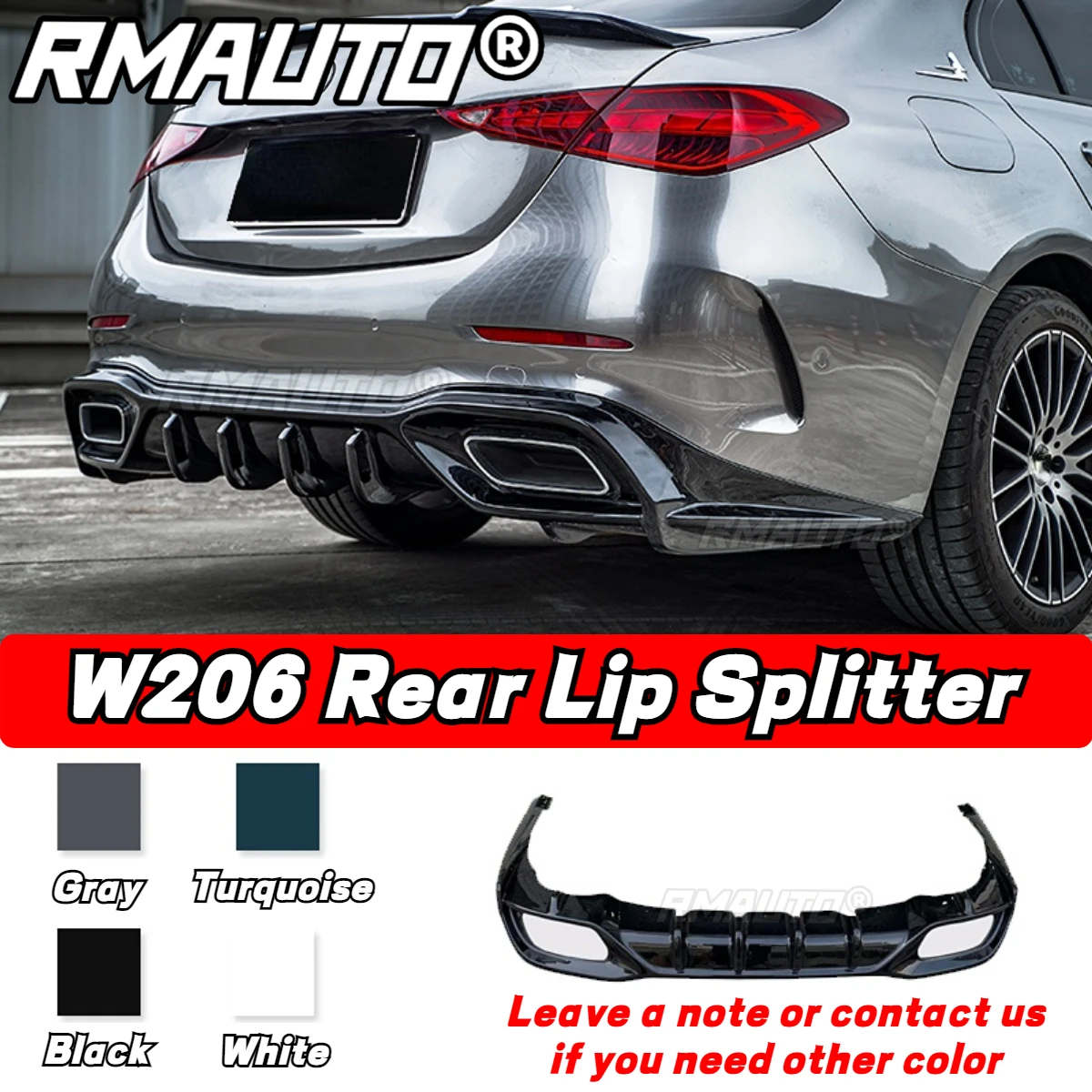 RMAUTO W206 Front Bumper Splitter Lip Body Kit Side Skirt Rear Spoiler ...