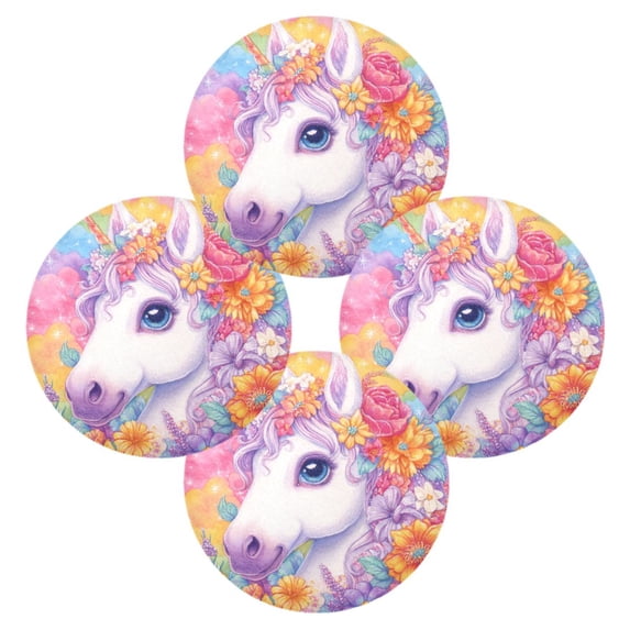 RMDQTR Floral Unicorn Rainbow Dream Round Placemats Set of 4 Heat ...