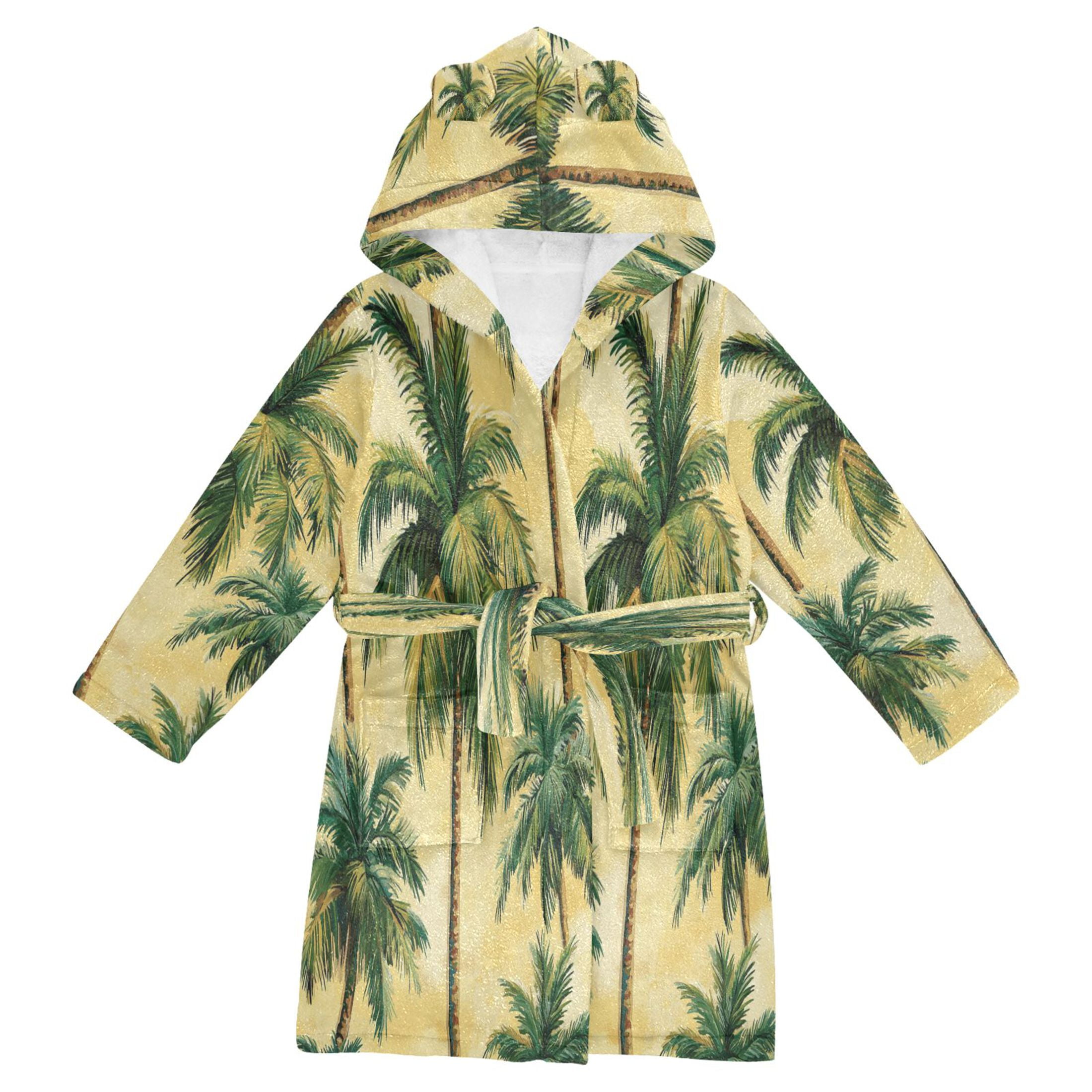 RMDQTR Hooded Fleece Bathrobe with Removable Belt and Pockets Soft and ...