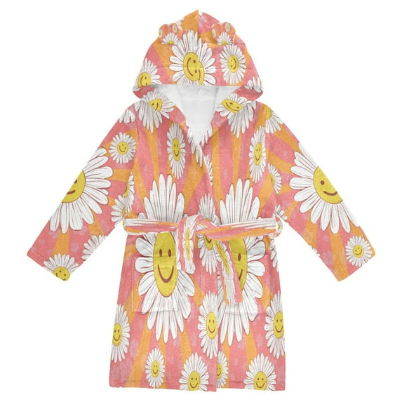 RMDQTR Hooded Fleece Bathrobe with Removable Belt and Pockets Soft and ...