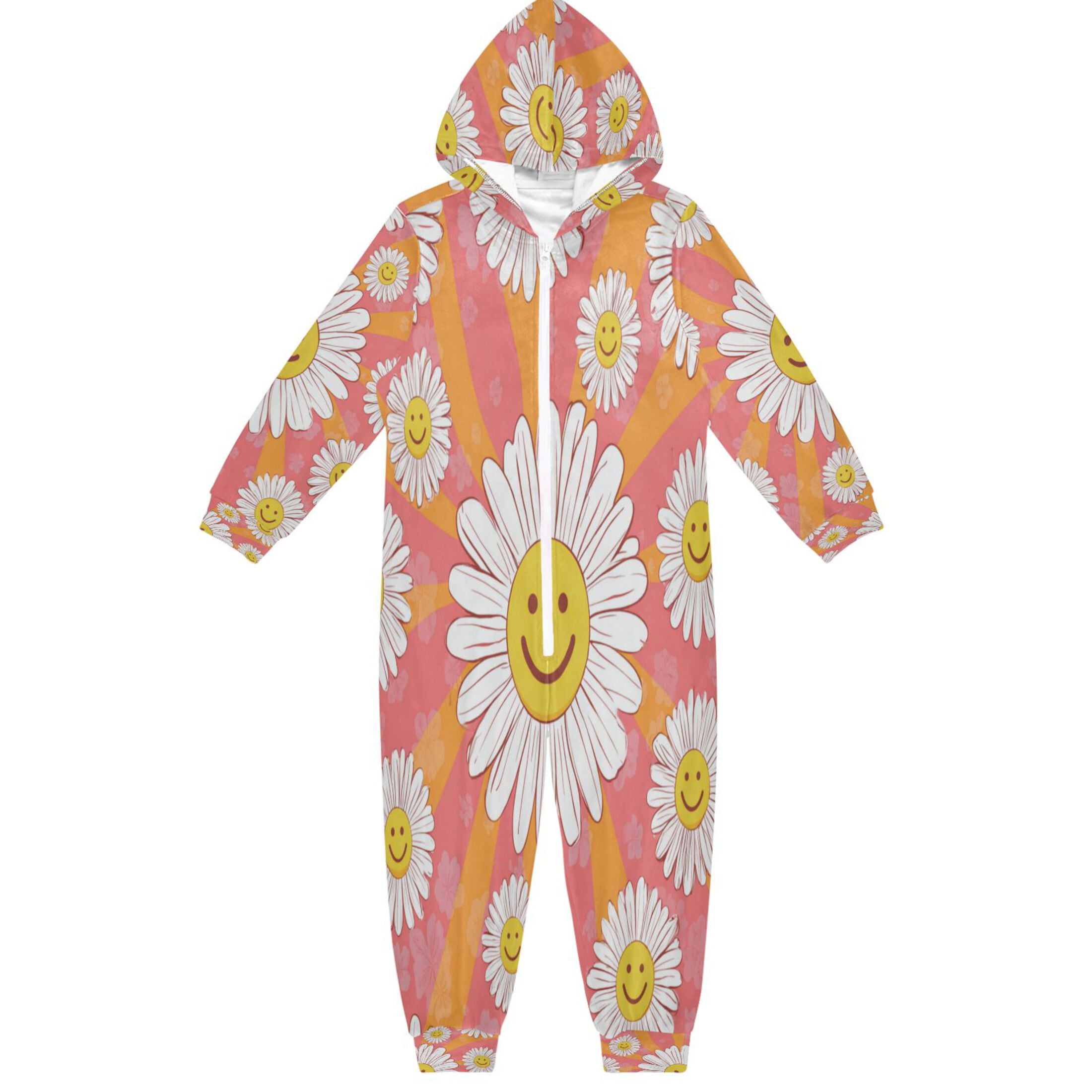 RMDQTR Ultra-Soft Crystal Velvet One-Piece Pajamas/Loungewear Smiley ...