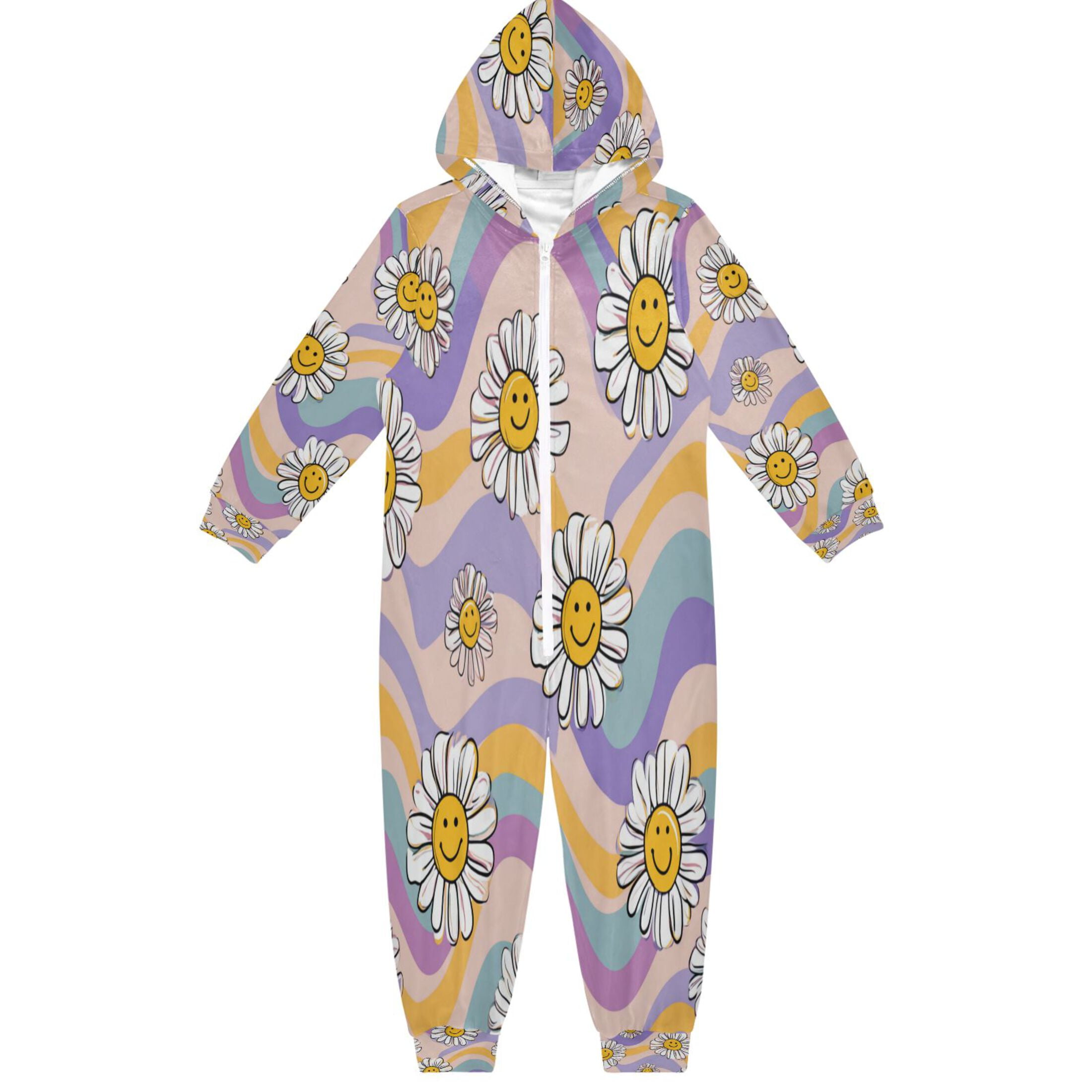 RMDQTR Ultra-Soft Crystal Velvet One-Piece Pajamas/Loungewear Smiley ...