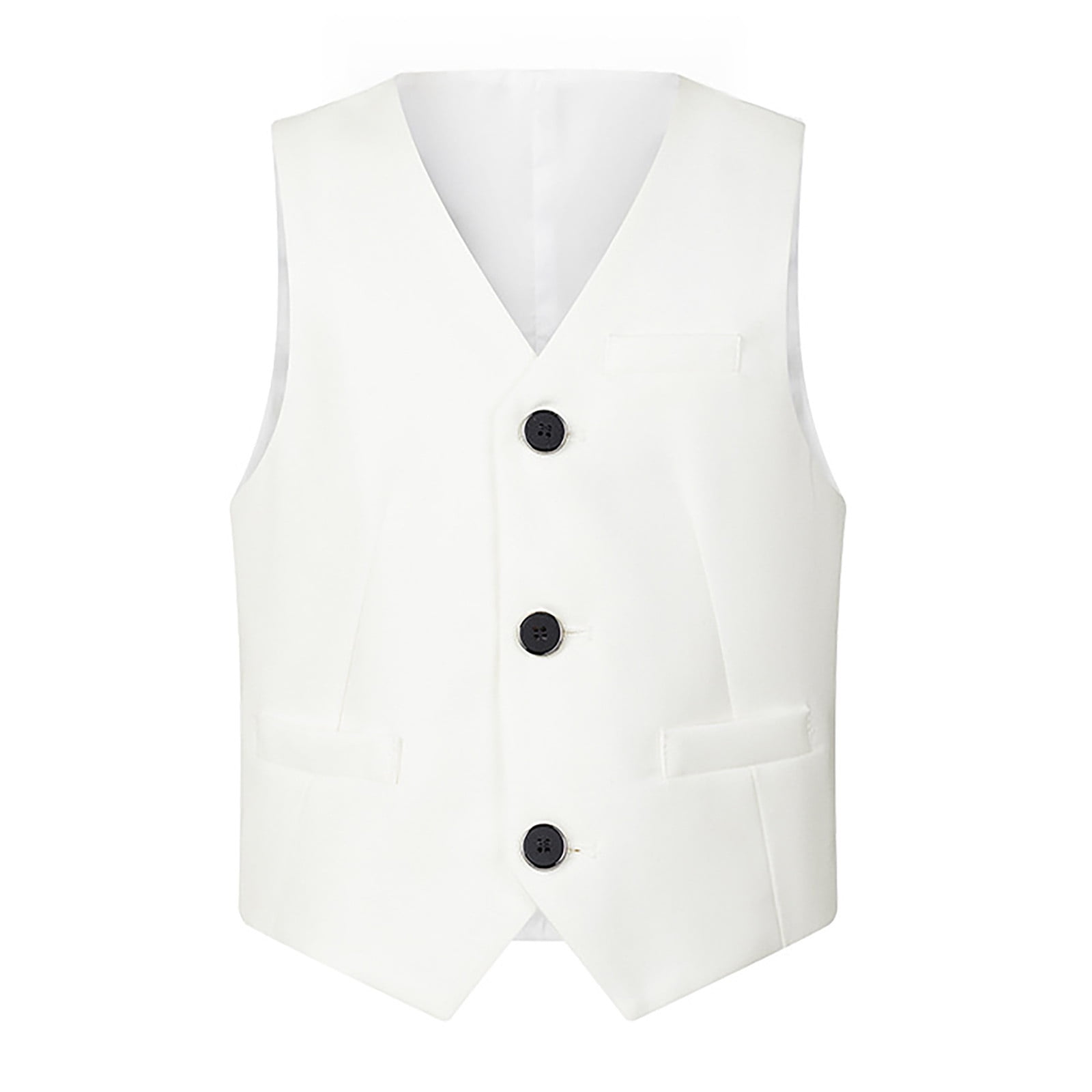 RMGVDSD Boy's 4 Button Formal Suit Vest Solid Slim Fit Dress Waistcoat ...