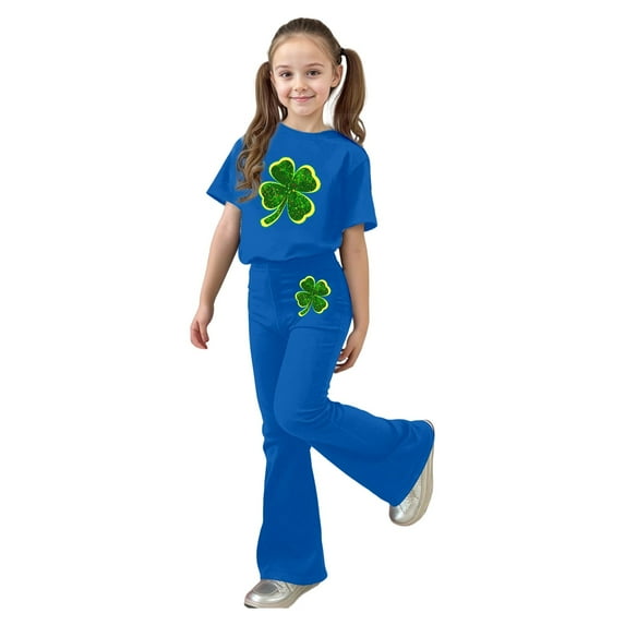 RMGVDSD Girls 2 Piece Outfits St. Patrick'S Day Print Short Sleeve T ...