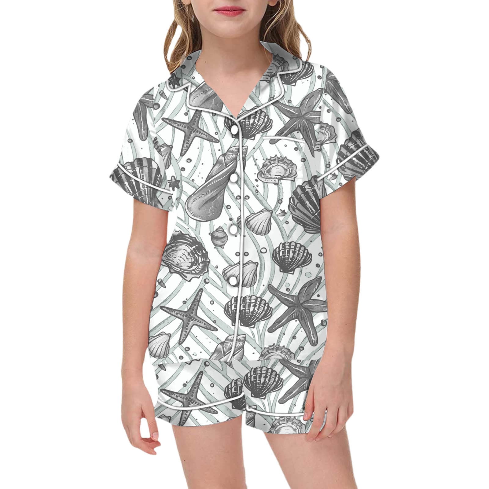 RMGVDSD Girls Button Down Pajama Sets 2 Piece Sets Pajamas For Kids ...