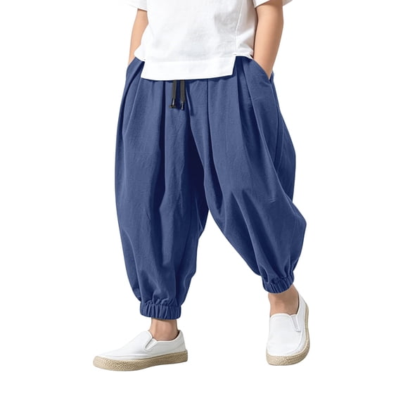 RMGVDSD Kids Harem Pants For Boys Washed Crinkle Jogger Pants Wide Leg ...