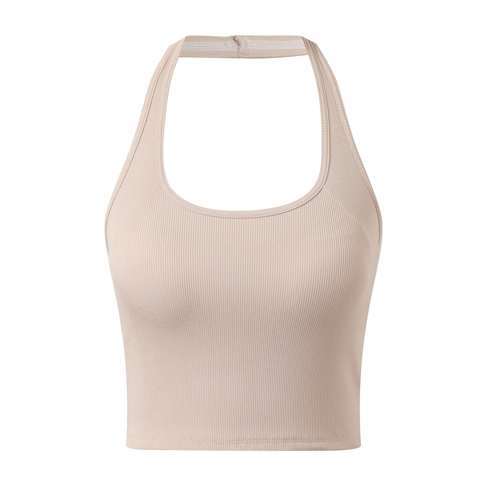 RMGVDSD Womens Casual Summer Tops Womens Halter Neck Built In Bra ...