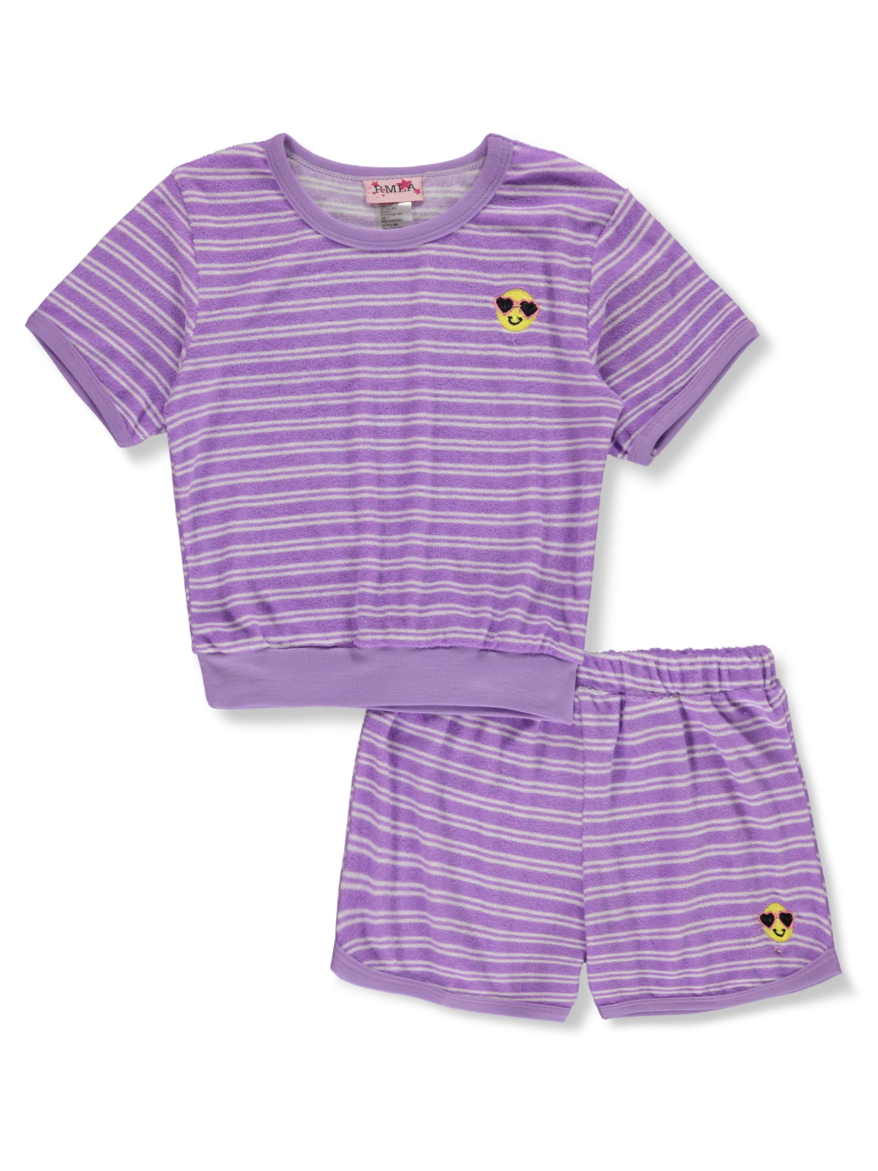 RMLA Girls' 2-Piece Stripe Shorts Set Outfit Color: lavender Size: 8 ...