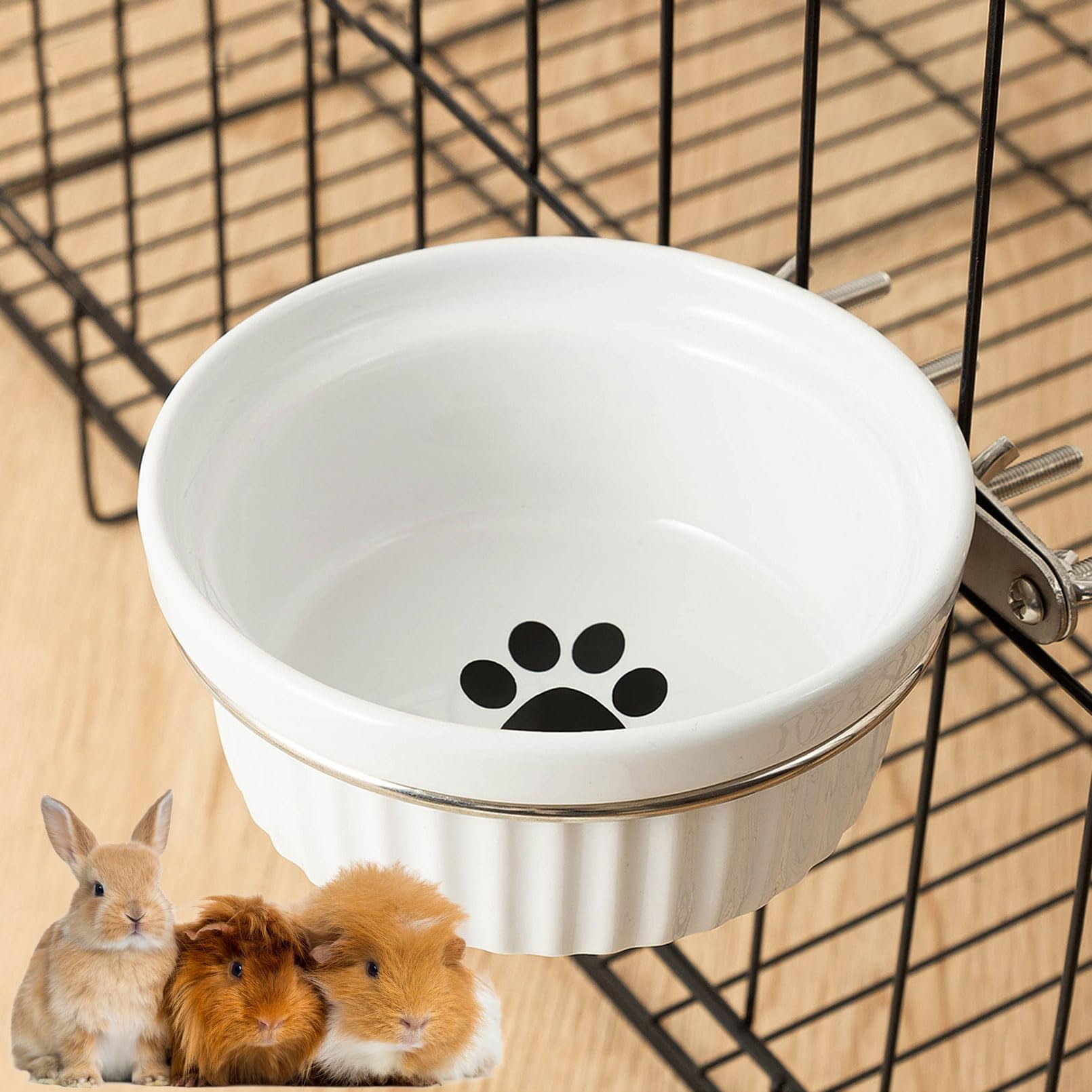 RMNHPTK Rabbit Feeding Bowl, TMA2 Thick Ceramic Bowl with Stainless ...