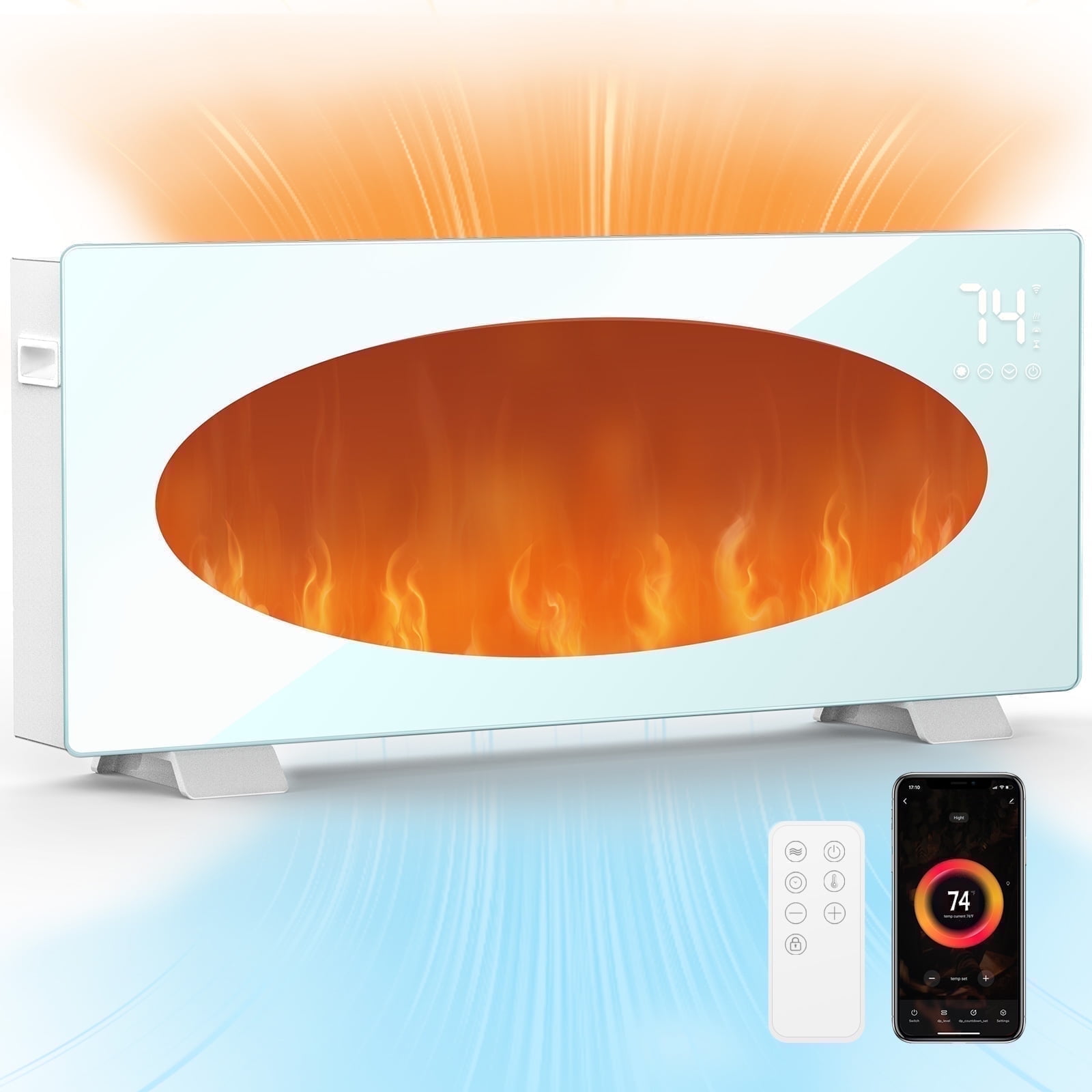 Rmoati Convection Glass Panel Space 1500W/750W Intelligent Thermostat ...