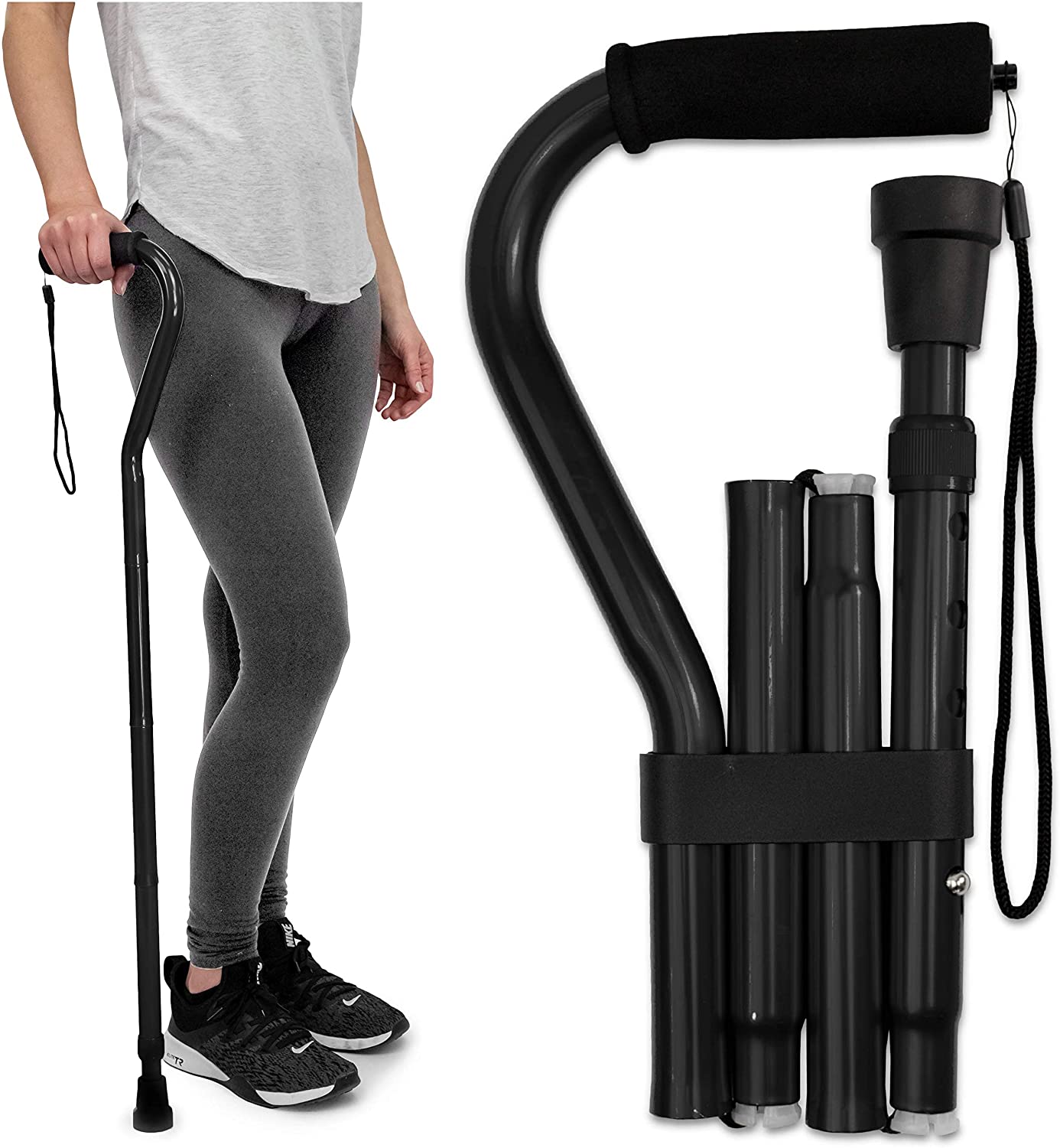 Drive Medical Flex N Go Adjustable Folding Cane with T Handle - Walmart.com