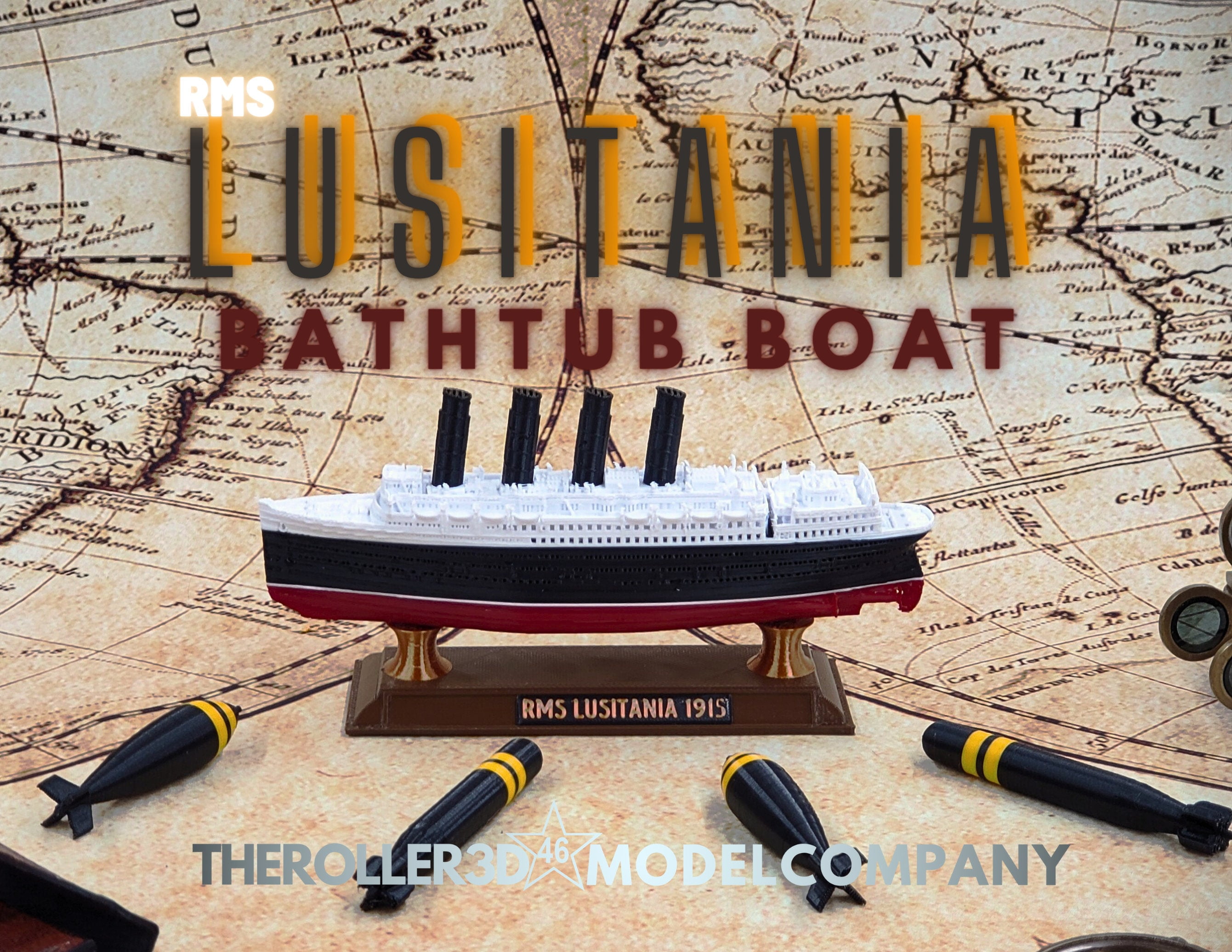 RMS Lusitania Floating Bathtub Model with Torpedos - Walmart.com