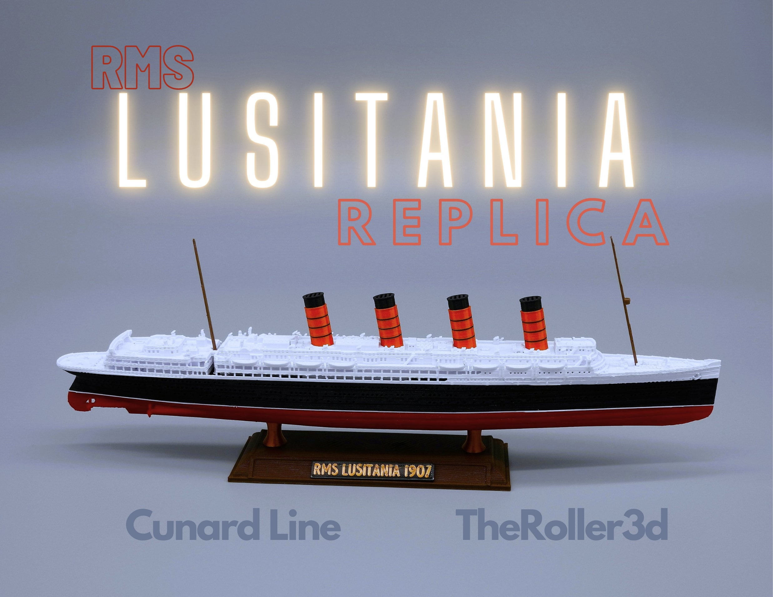 TheRoller3D RMS Lusitania Ocean Liner Model, 1 Foot Replica, Detailed ...