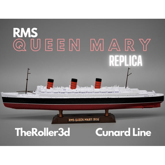 TheRoller3D RMS Queen Mary Model, 1-Foot Ocean Liner, Historical ...