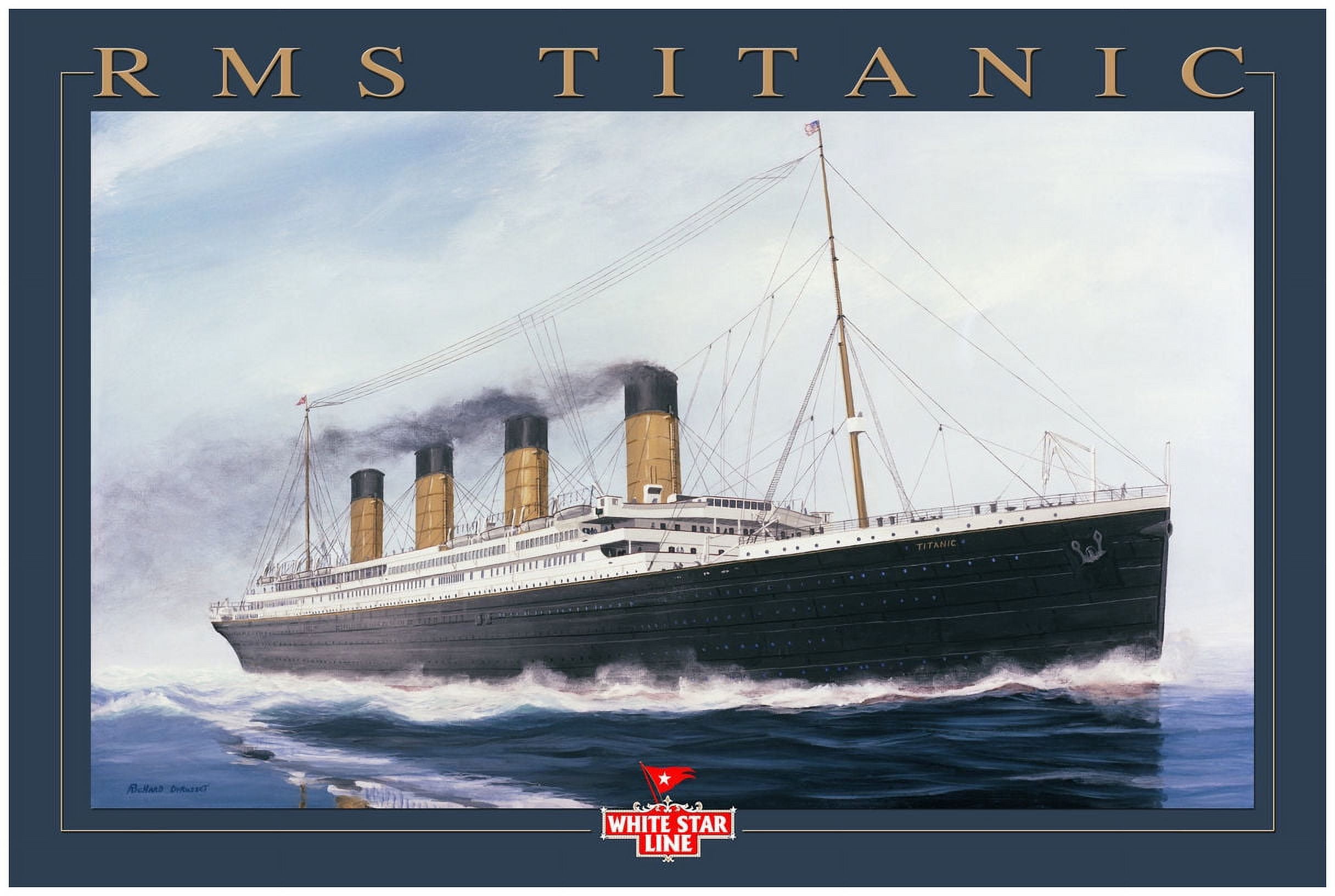 RMS Titanic Gold Letters Giclee Art Print Poster from Maritime Scene ...
