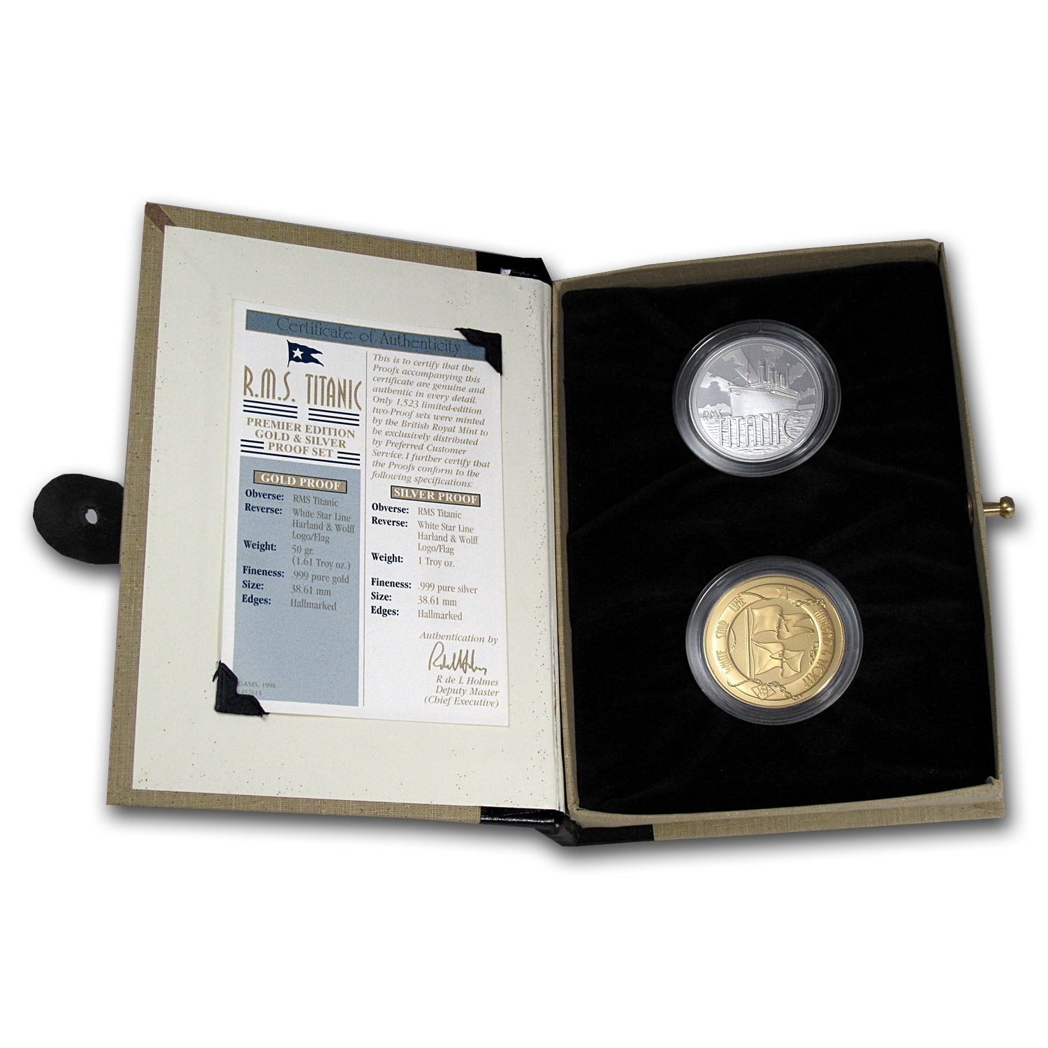 RMS Titanic Gold & Silver Medallion Proof Set (w/Box & COA) - Walmart.com