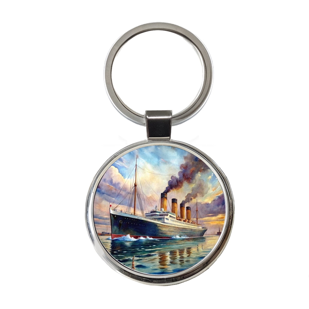 RMS Titanic Ocean Liner Cruise Ship Underway Watercolor Metal Round ...
