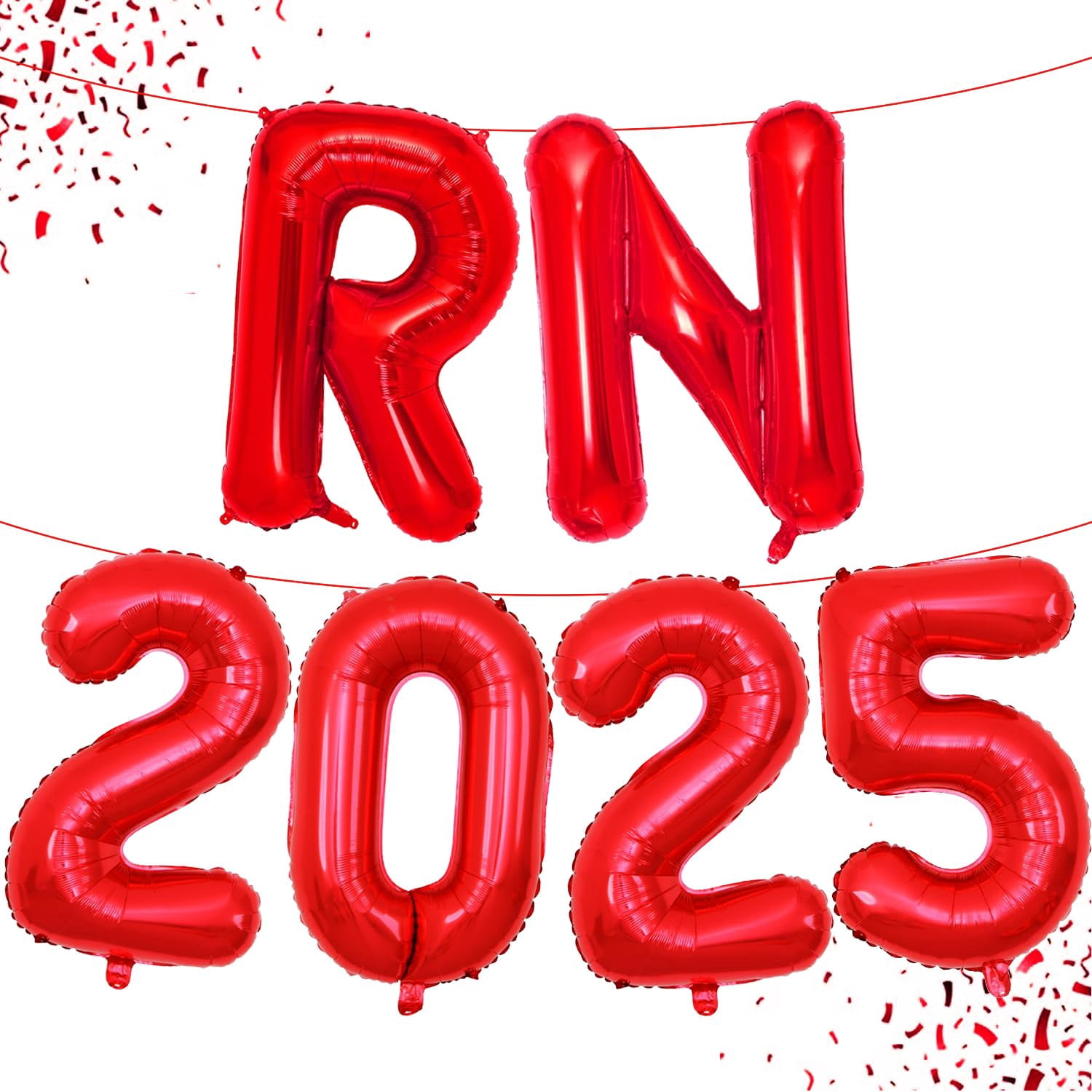 RN 2025 Balloons Banner Red 16 Inch Foil Letter Nurse Balloons ...