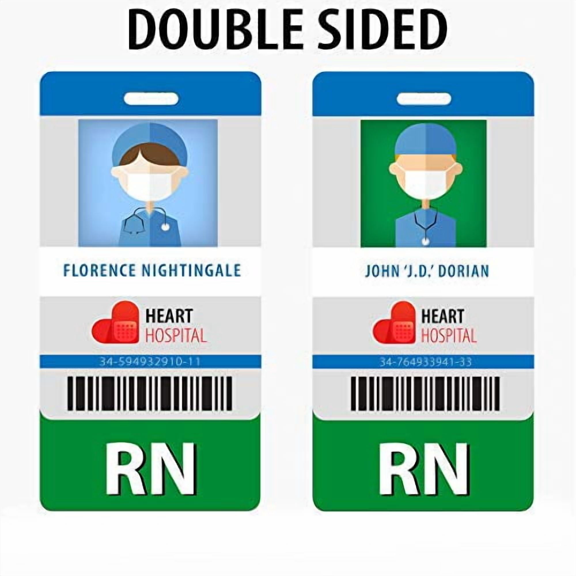 RN Badge Buddy (20 pack) - Green with Medical Icons - Vertical Badge Id ...