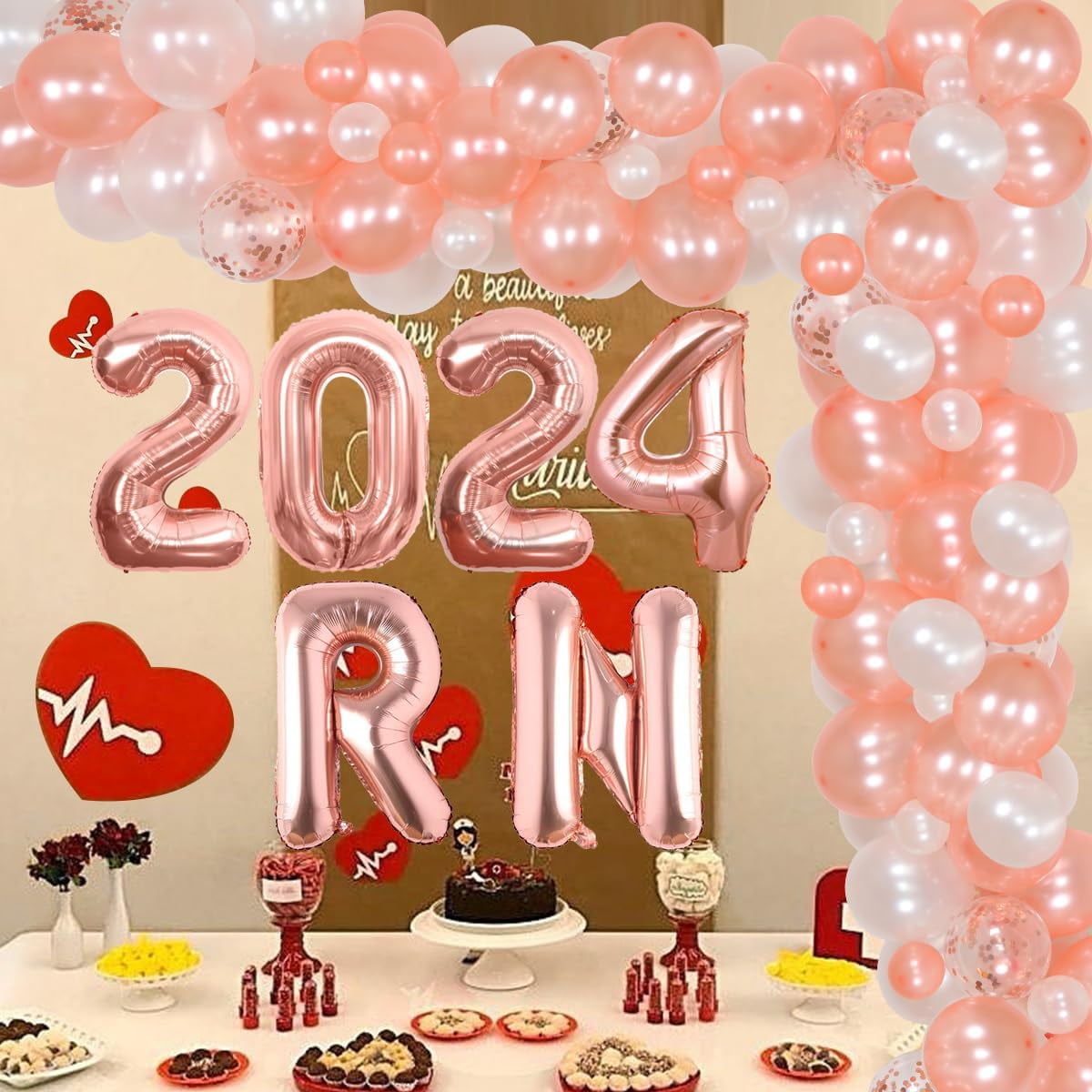 RN Graduation Decorations 2024 Rose Gold Nurse Themed Graduation ...