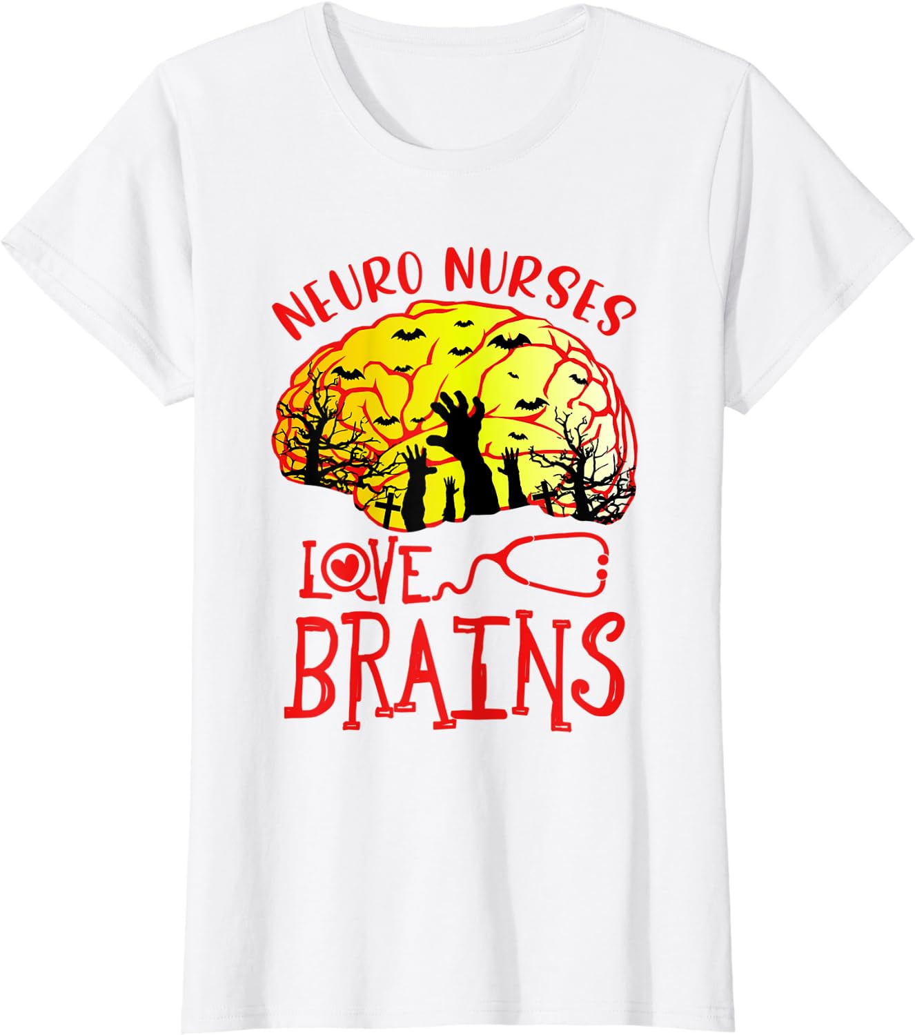 RN Halloween Crew Neurology Nursing Neuro Nurses Love Brains T-Shirt ...