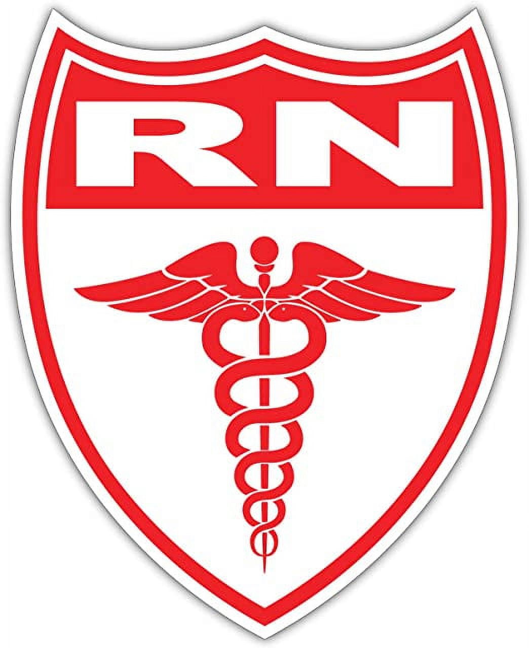 RN Shield LPN NP BSN Red Caduceus Nurse Gift Idea Sticker Decal 4x5 ...