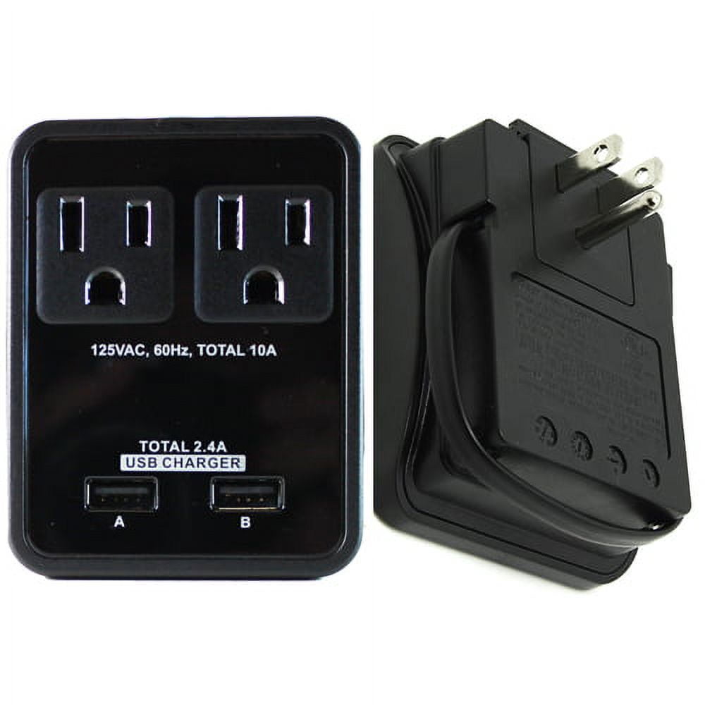 RND Compact Power Station 2.4 Amp Dual USB Ports, 2 AC Outlet Wall ...