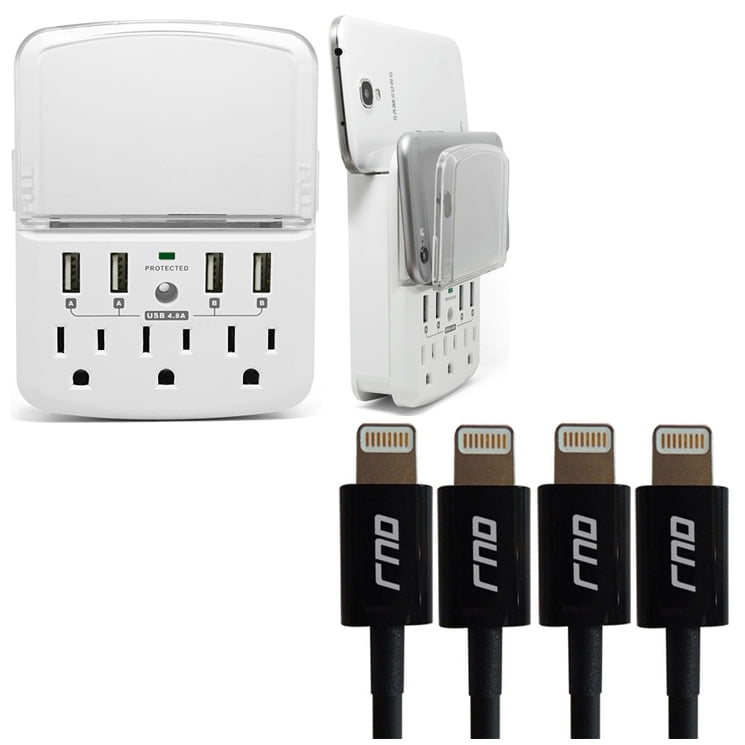 RND Wall Power Station includes 3 AC Plugs and 4 USB ports (4.8A total ...