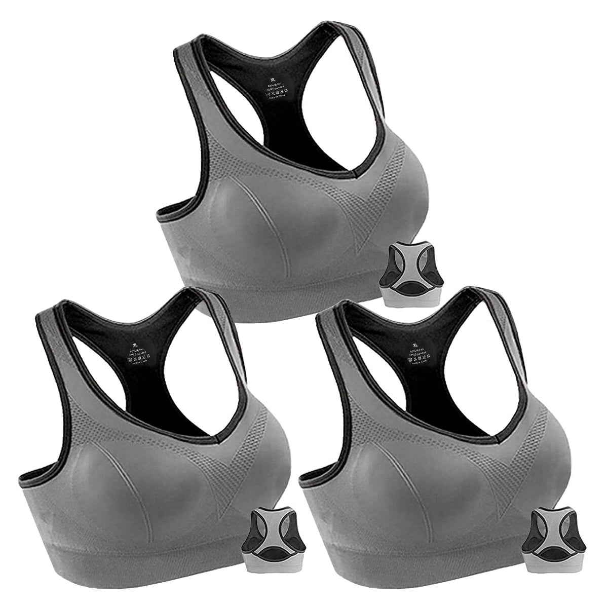 GLUAAE Women's 3 Pack High Impact Racerback Sports Bras for Gym, Yoga ...