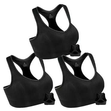 3 Pack Sports Bras for Women Medium Support Wirefree Padded Workout ...