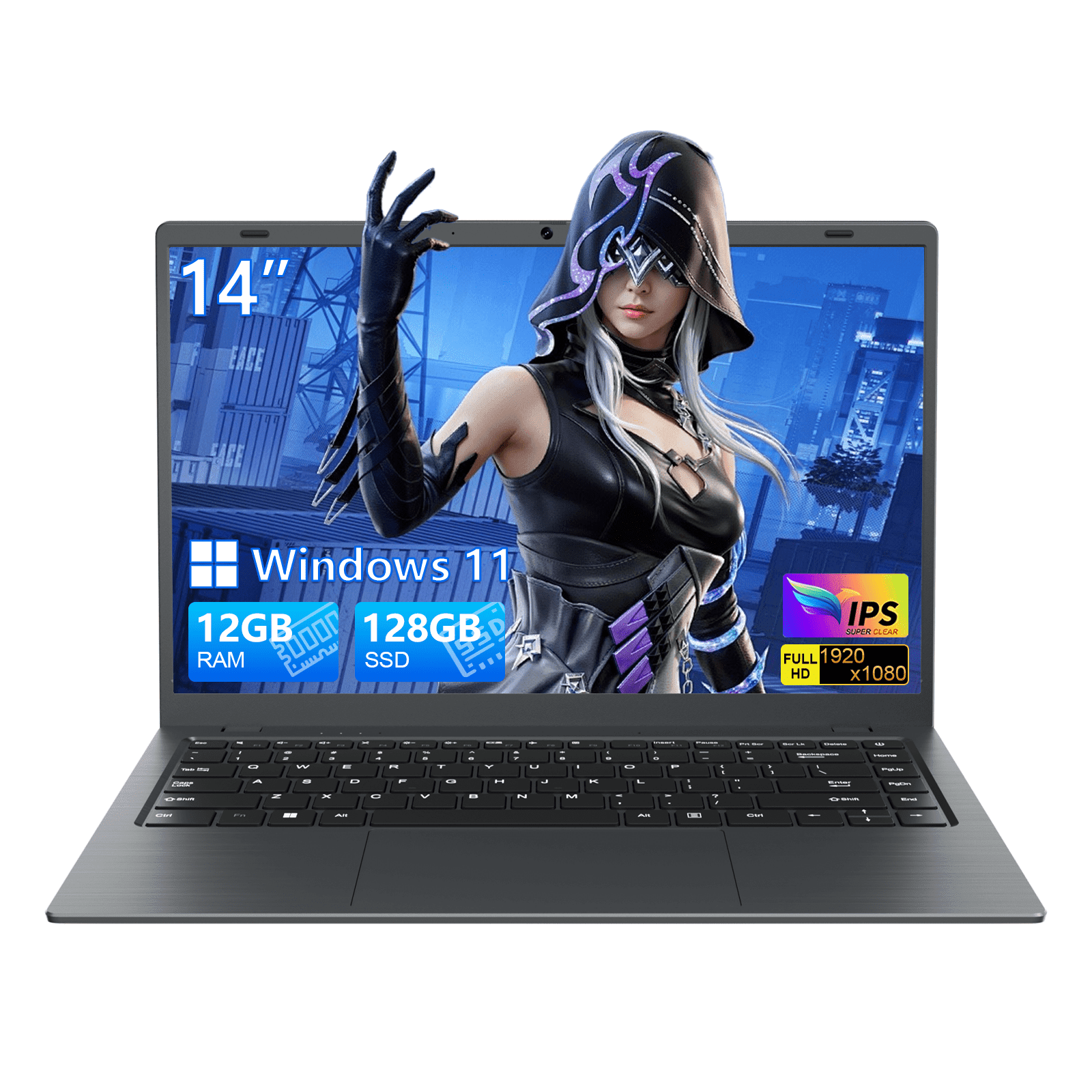 RNRUO 14" Laptop with Windows 11, 12GB RAM 128GB SSD, FHD Screen USB-C ...
