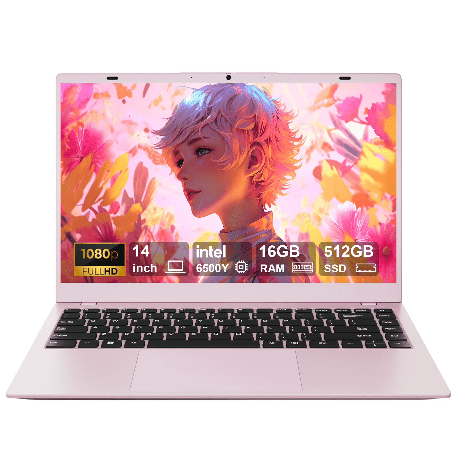 RNRUO 14" Pink Laptop Computer, 16GB RAM 512GB SSD, Intel Pentium Gold ...
