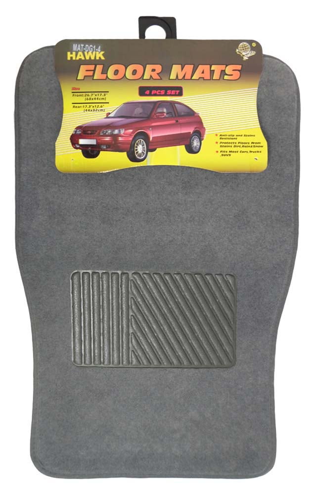 ROAD GENIE 4 Pc. Grey Auto Floor Mats | Anti-Slip Backs | Easy-Clean ...