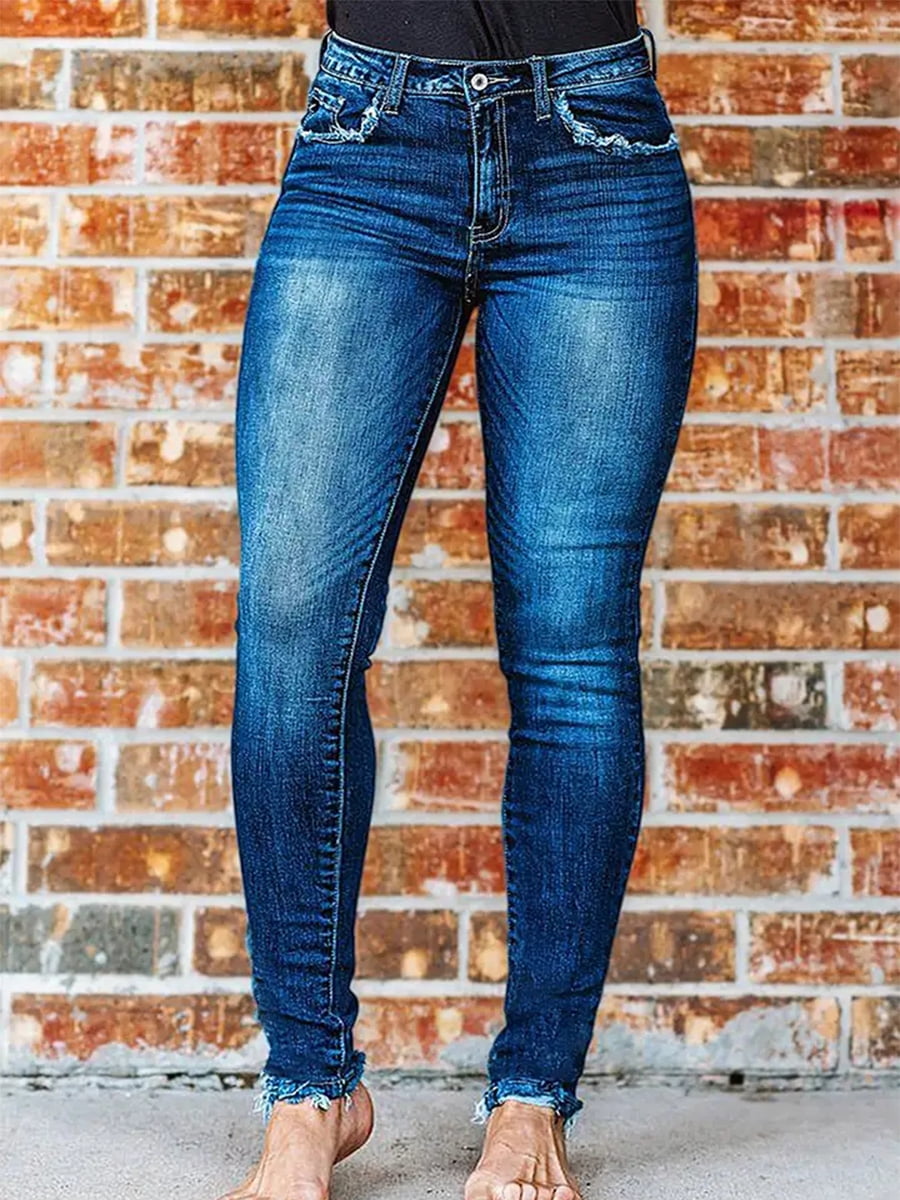 ROAD MARKINGS Women's Distressed Skinny Jeans, High Rise, Raw Hem ...