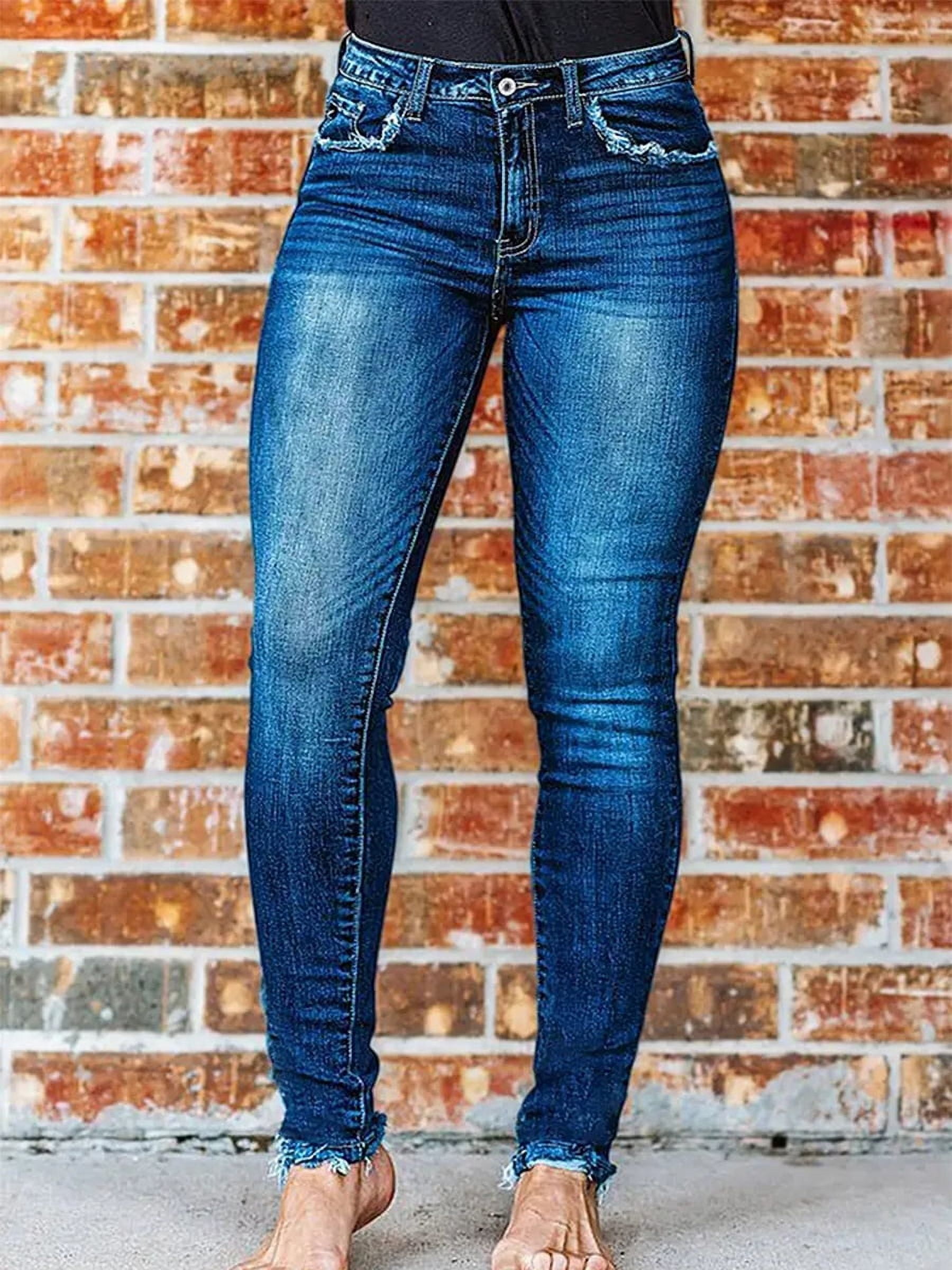 ROAD MARKINGS Women's Distressed Skinny Jeans, High Rise, Raw Hem ...