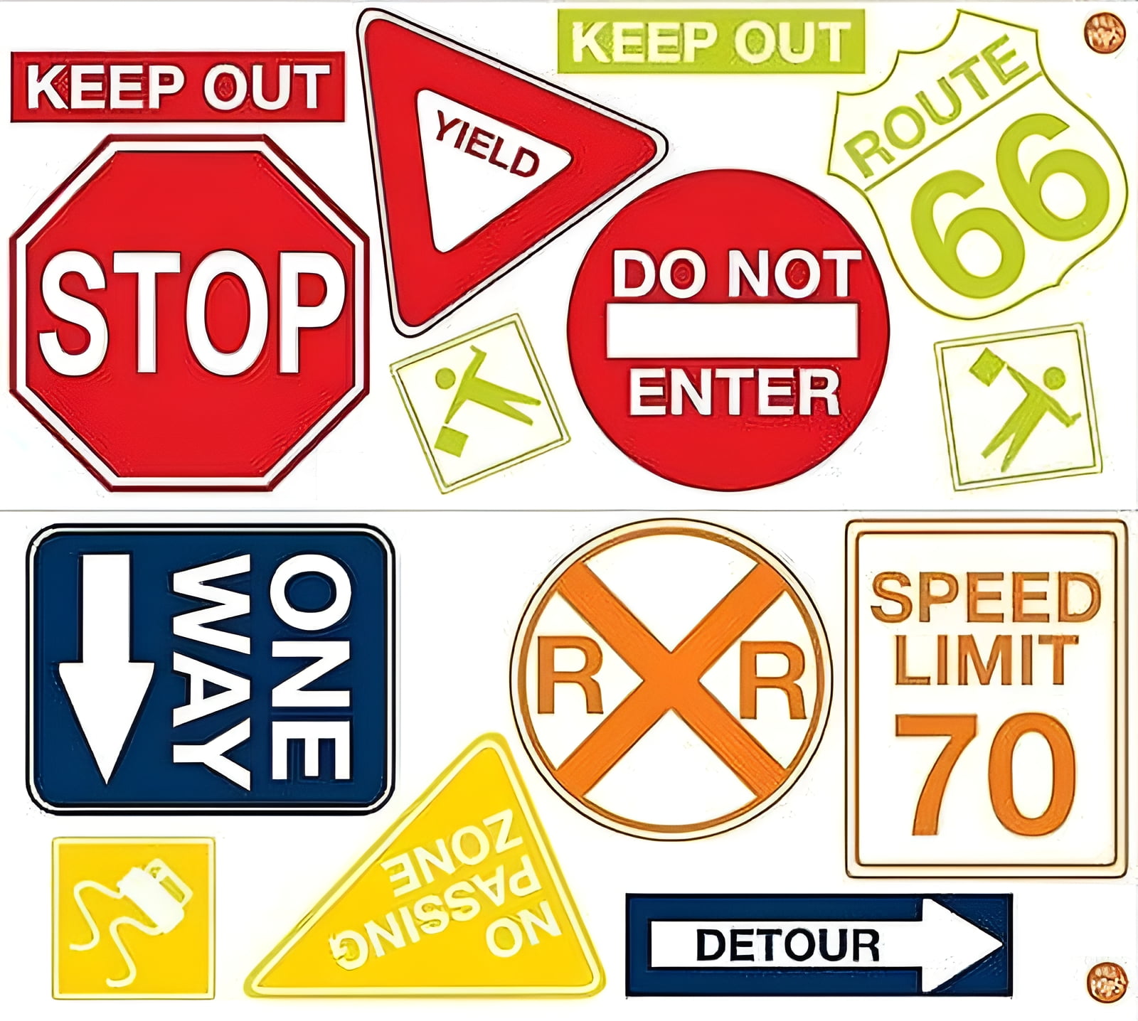 ROAD SIGNS 14 BiG Wall Decals Cars Traffic Room Decor STOP SPEED LIMIT ...