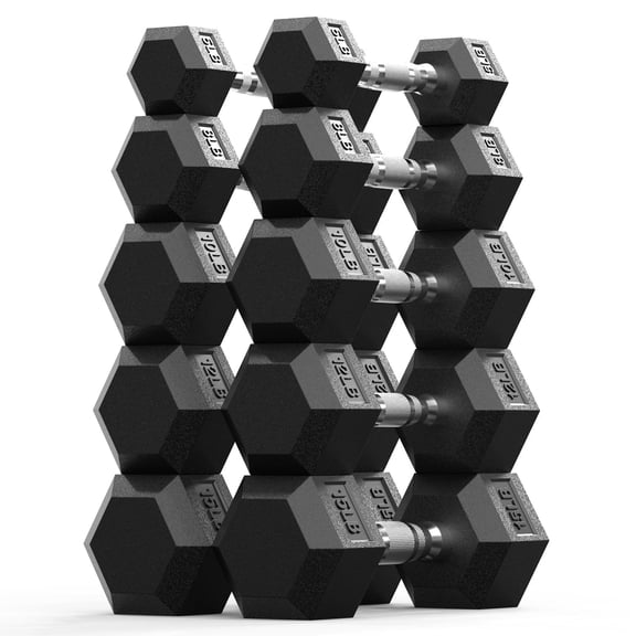 Dumbbell Set Rubber Encased - 15/17.5/20 lb Pair - Hex Dumbbells for ...