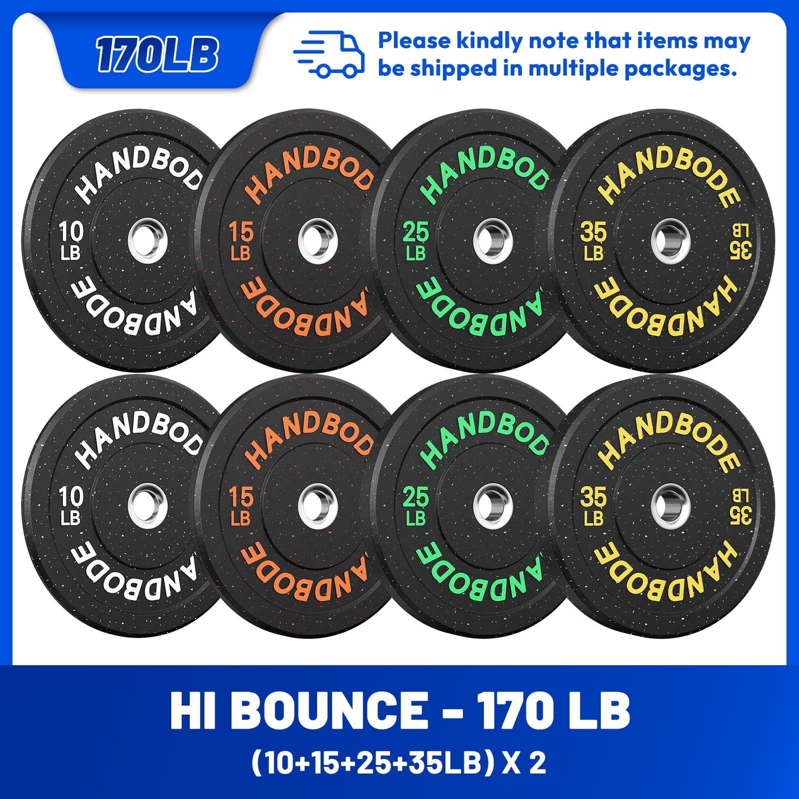 Weight Lifting Bumper Plates, 170LB Olympic Plate Set, Crumb Rubber for ...
