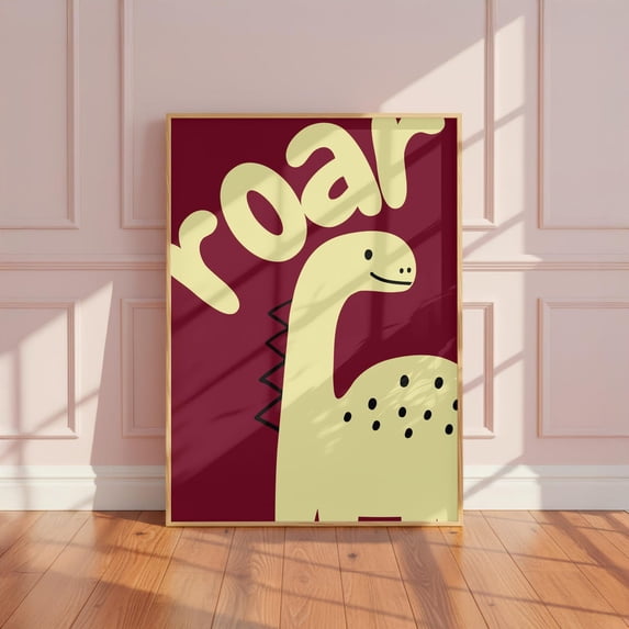 ROAR Dinosaur Nursery Wall Art Dopamine Decor Dino For Kids Room T-Rex ...
