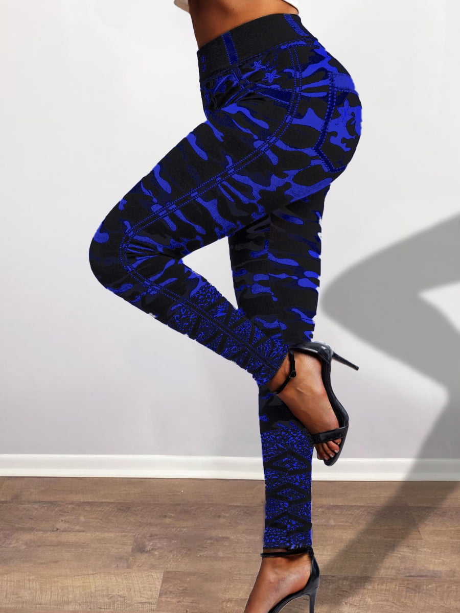 ROASO Women's Plus Size Camo Print High Stretchy Leggings (Can Be Worn ...