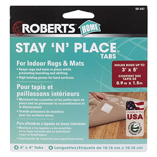 ROBERTS 50-547 Stay N' Place 4 in. x 4 in. Rug Tabs (4-Pack), White ...