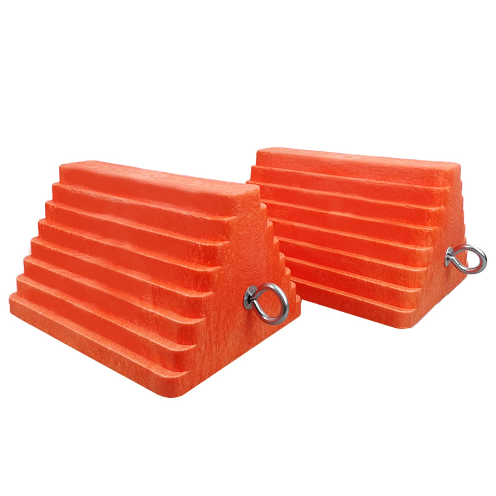 ROBLOCK 2 Pack Wheel Chocks Heavy Duty Orange with Eyebolt for Travel ...