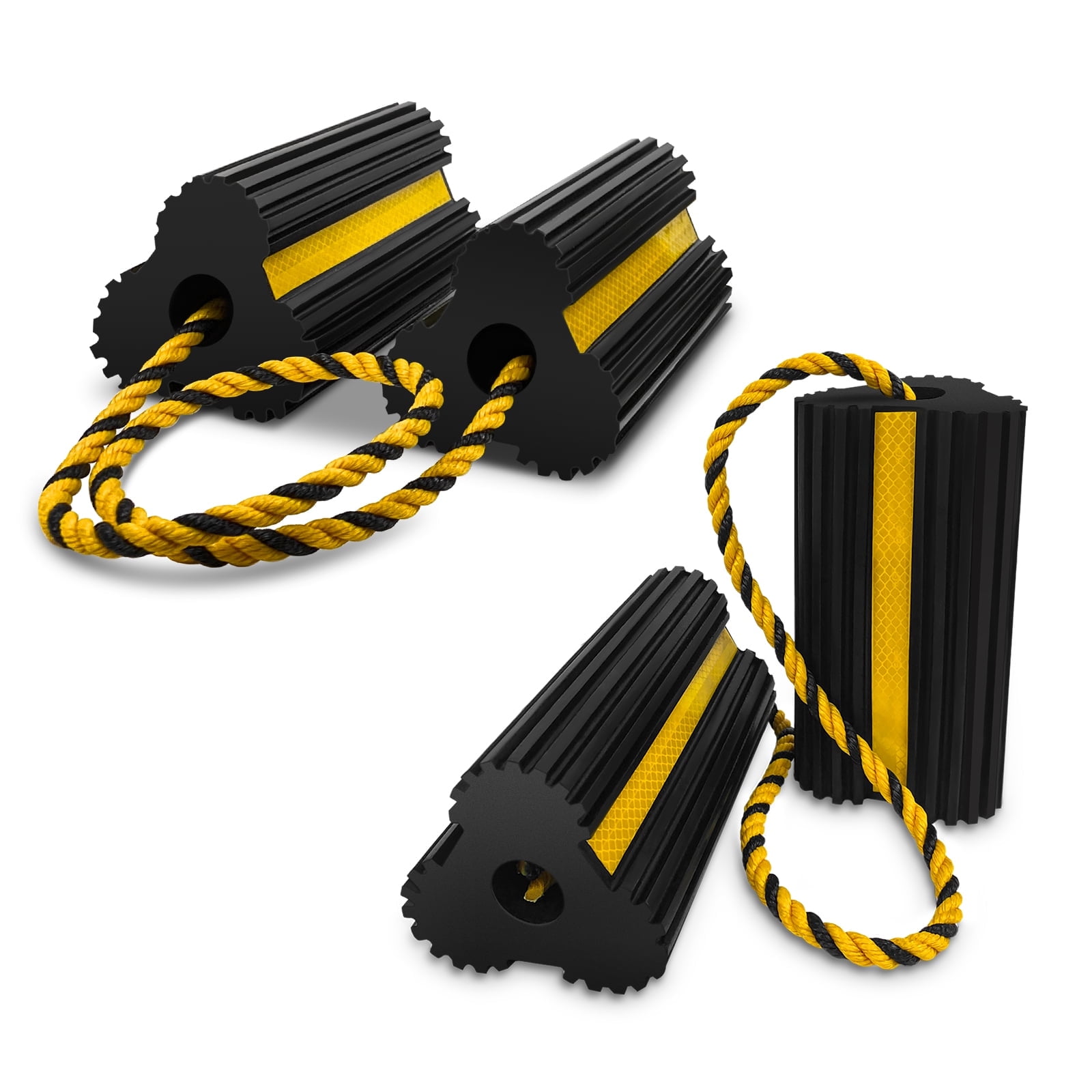 ROBLOCK 2 Pairs Wheel Chocks Heavy-Duty Rubber Wheel Block Non-Slip ...