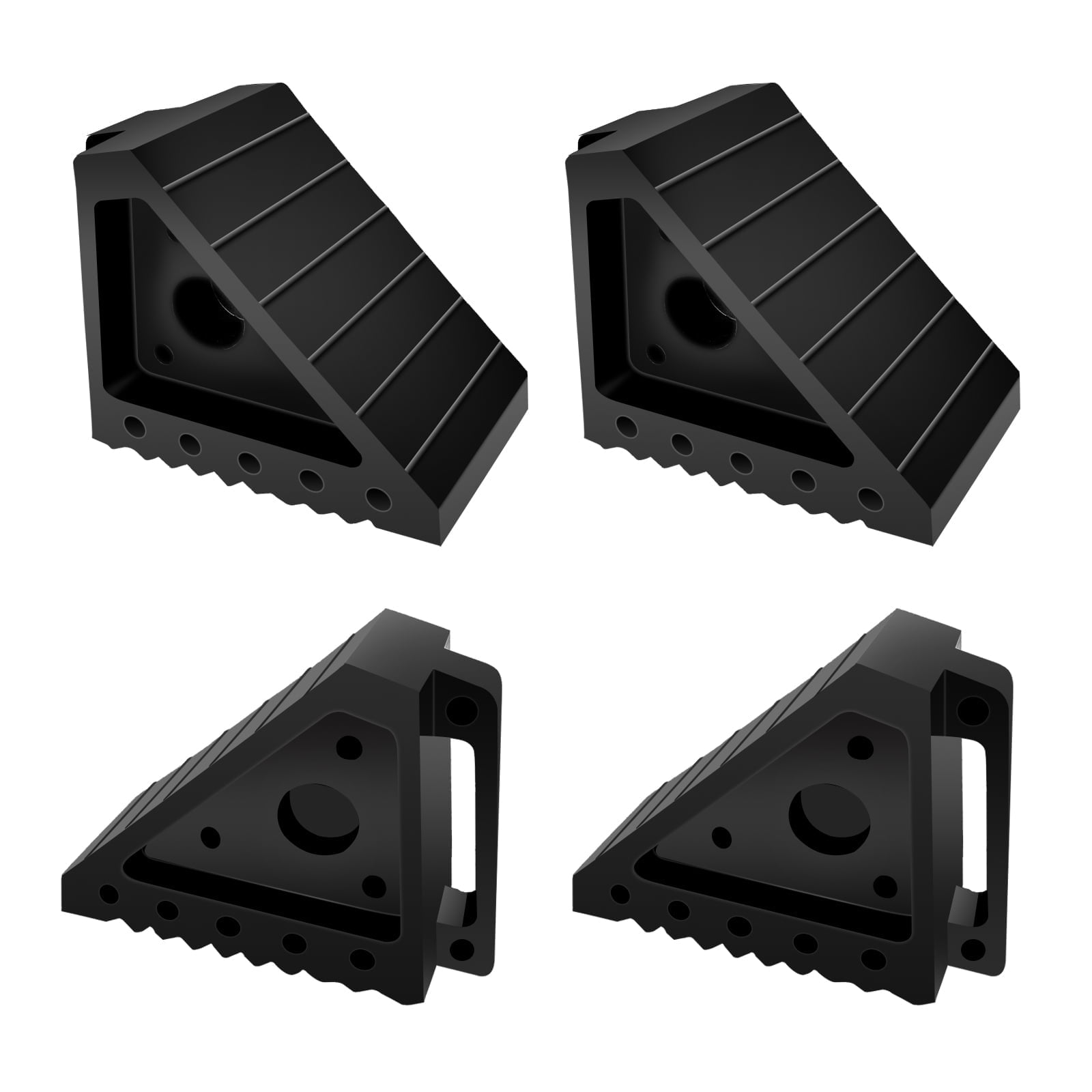 ROBLOCK 4 PCS Heavy Duty Rubber Wheel Chocks, Solid Durable Tire Chock ...