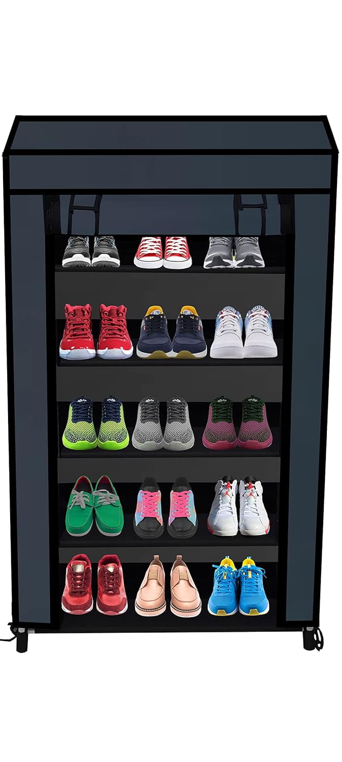 ROBMOB Multipurpose Collapsible Shoe Rack NonWoven Fabric Pipes 5 Layer ...